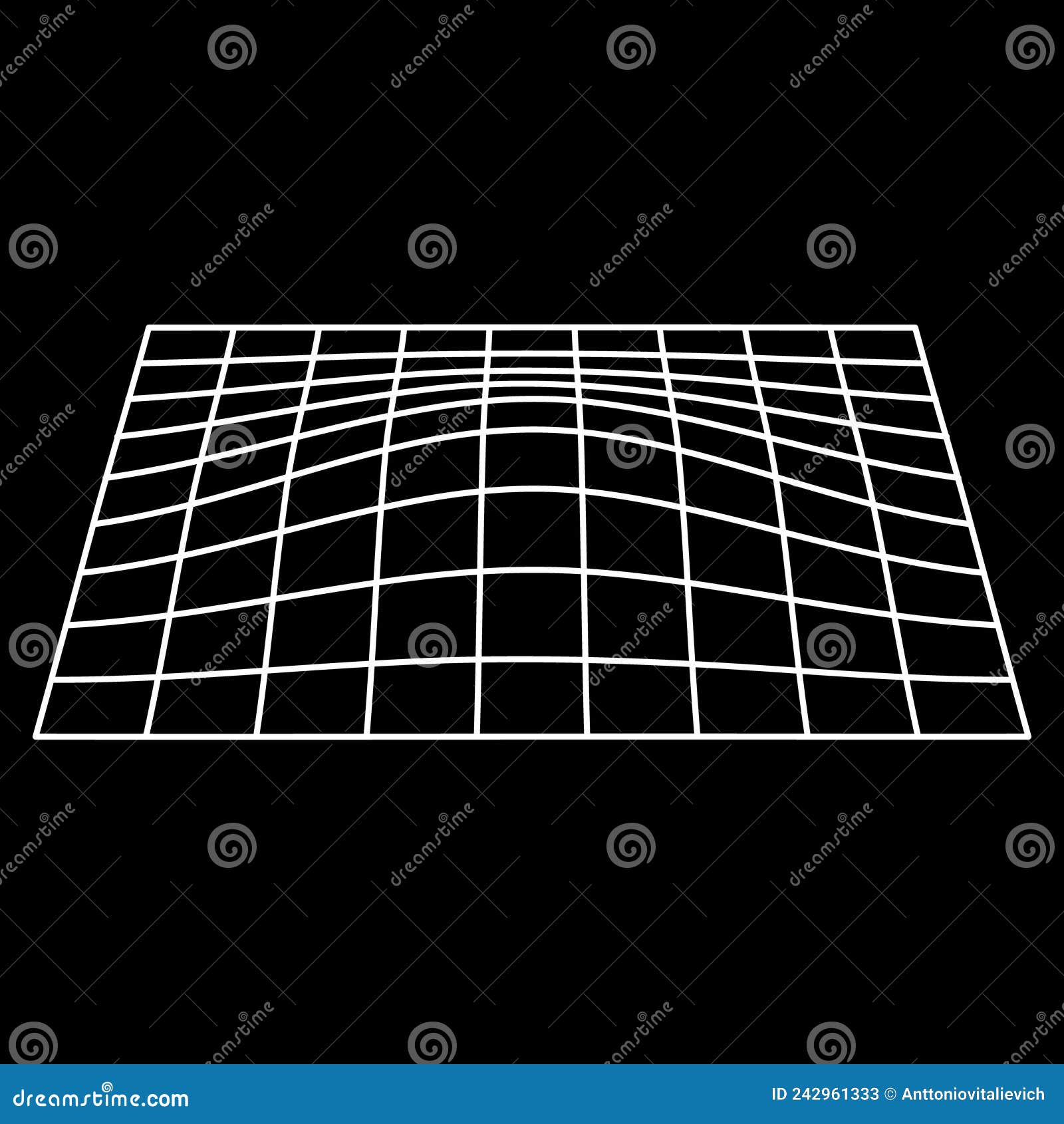Distorted Grid Futuristic Wireframe Pattern. Mesh with Convex ...