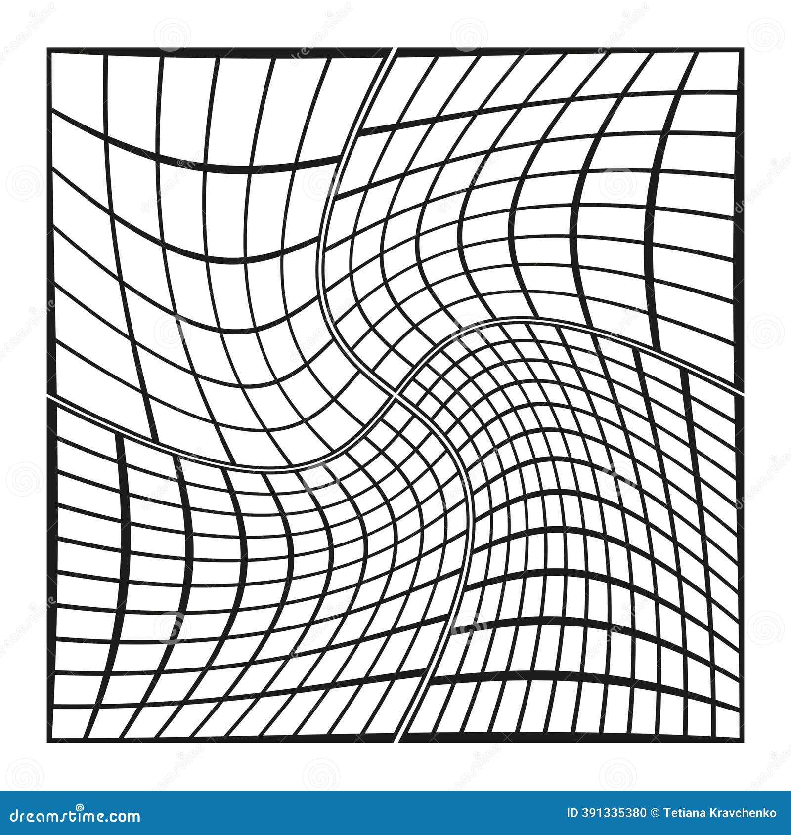 Geometric Distortion Circles Set, Futuristic Style Wave Element Collection, Wavy Curve Design ...