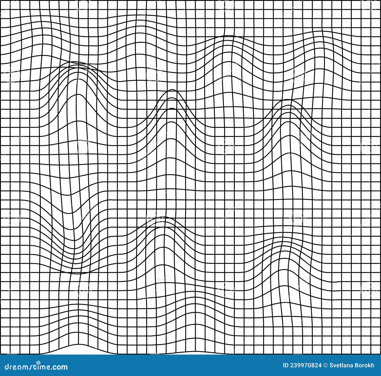 Distorted Grid. Wave Is A Distortion Effect. Optical Illusion. Circular ...