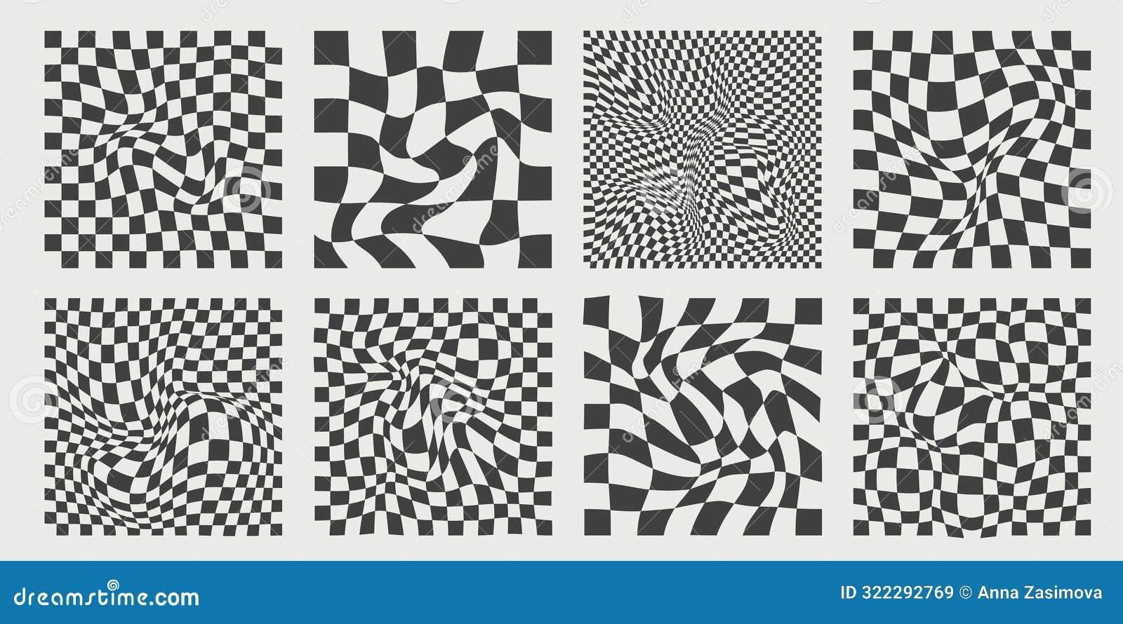 Distorted Grid Tile Vector Patterns. Retro Aesthetic Backgrounds ...