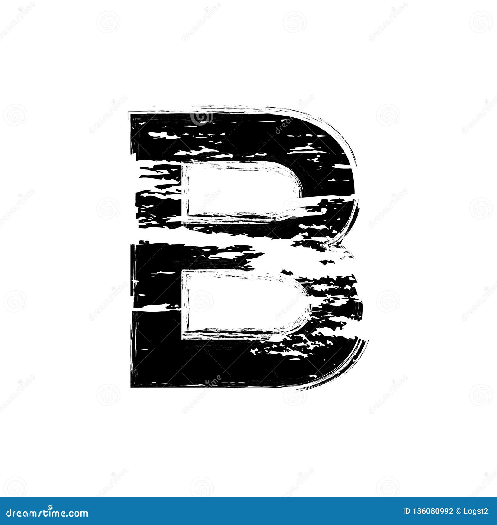 Distorted Letter B Vector. Grunge B Letter of the Alphabet. Trendy ...