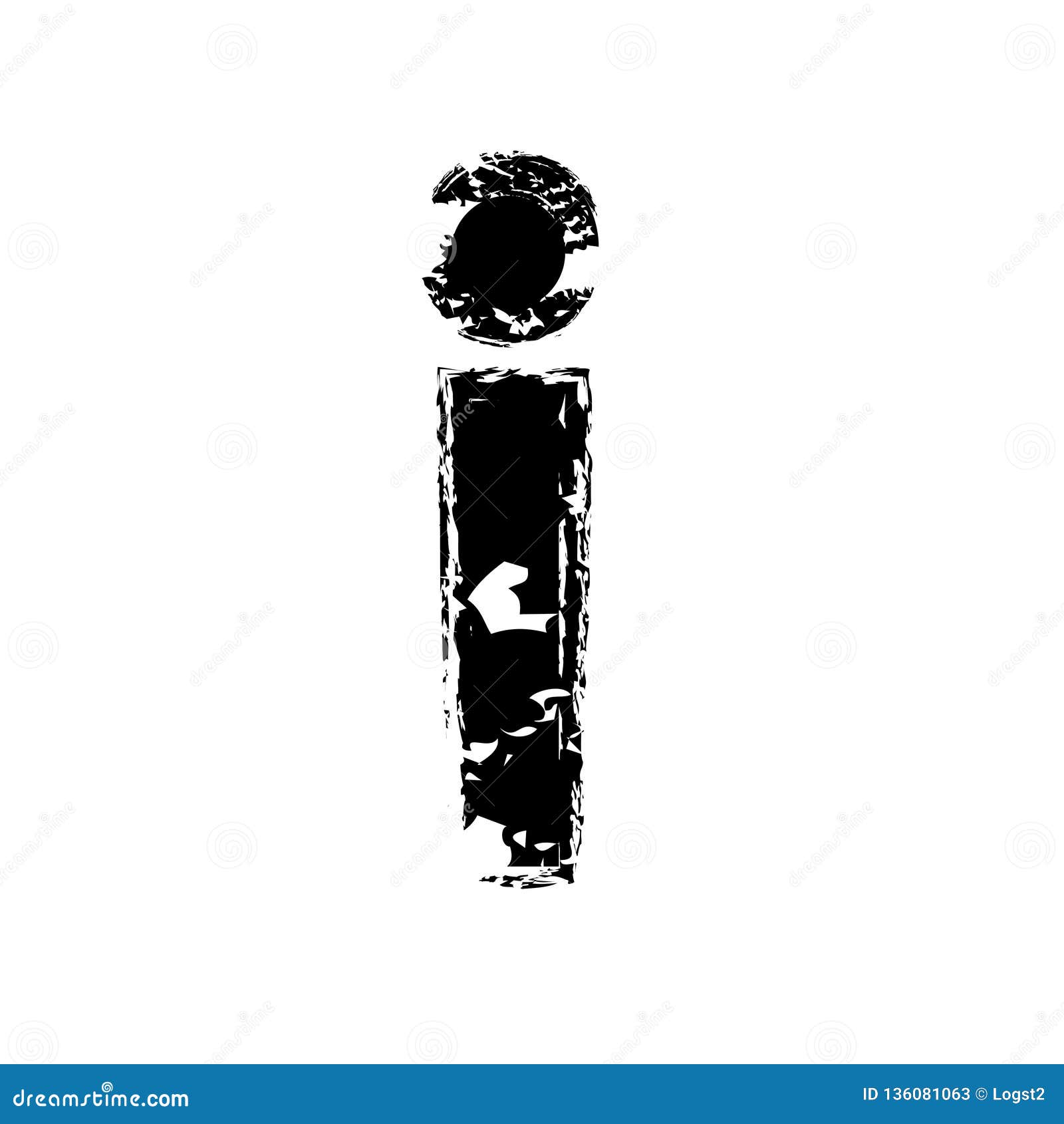 Distorted Letter I Vector. Grunge I Letter of the Alphabet. Trendy ...