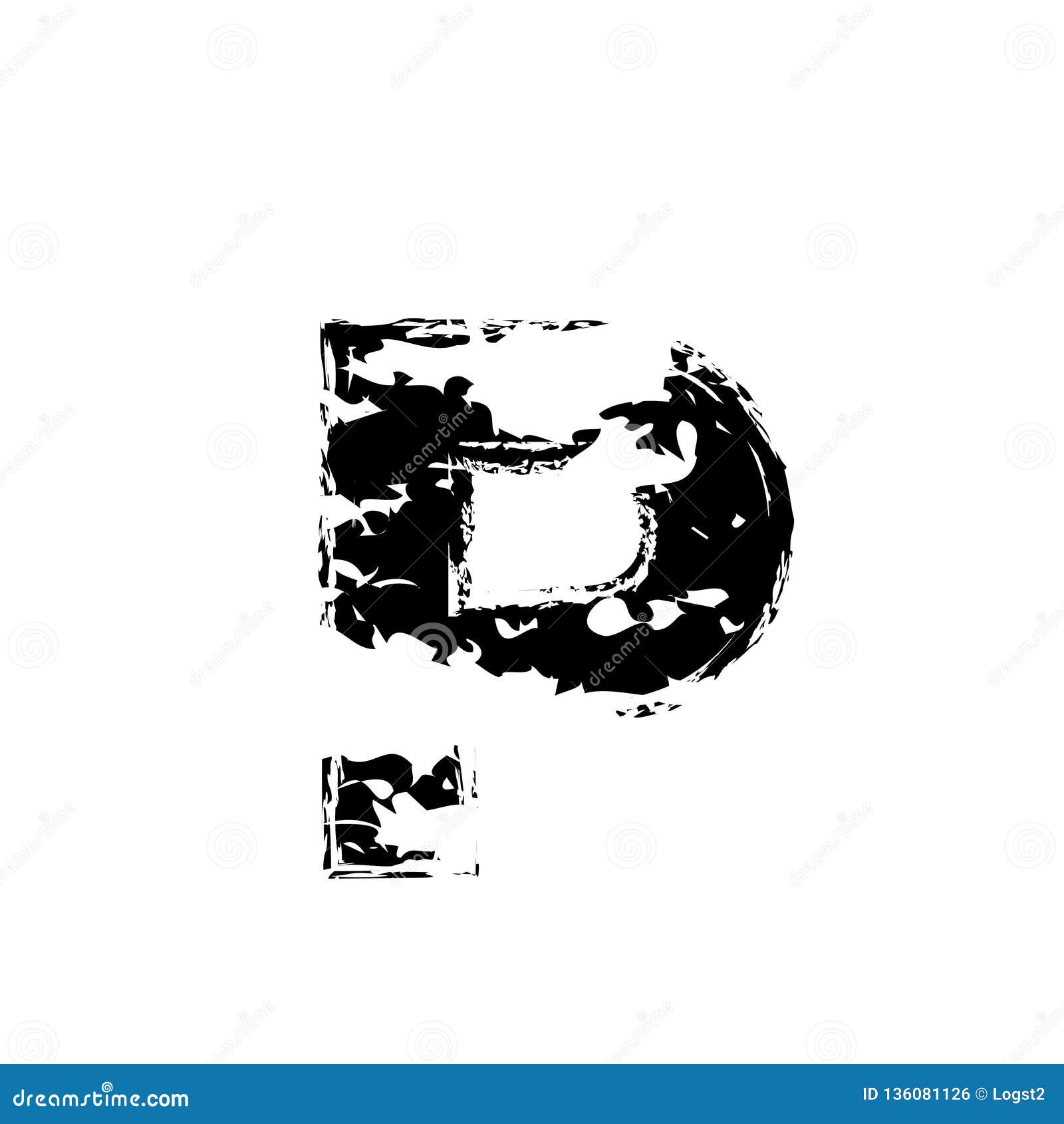 Distorted Letter P Vector. Grunge P Letter of the Alphabet. Trendy ...