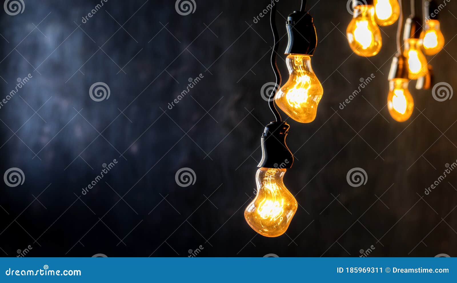 Distorted Light Bulbs Glowing on a Dark Background Stock Image - Image ...