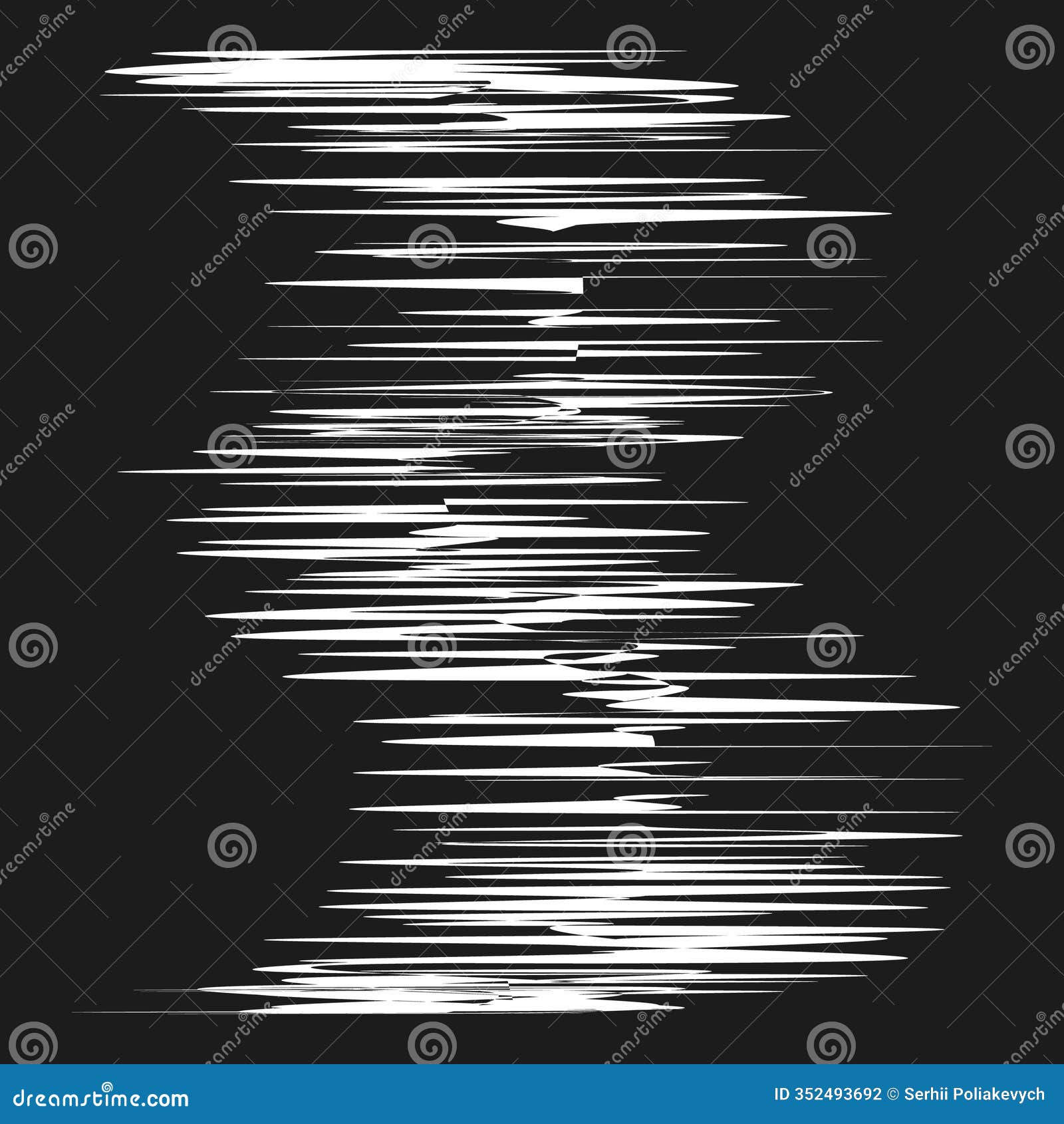 Distorted Line Pattern. Abstract Vector Shape. Black White Streaks ...