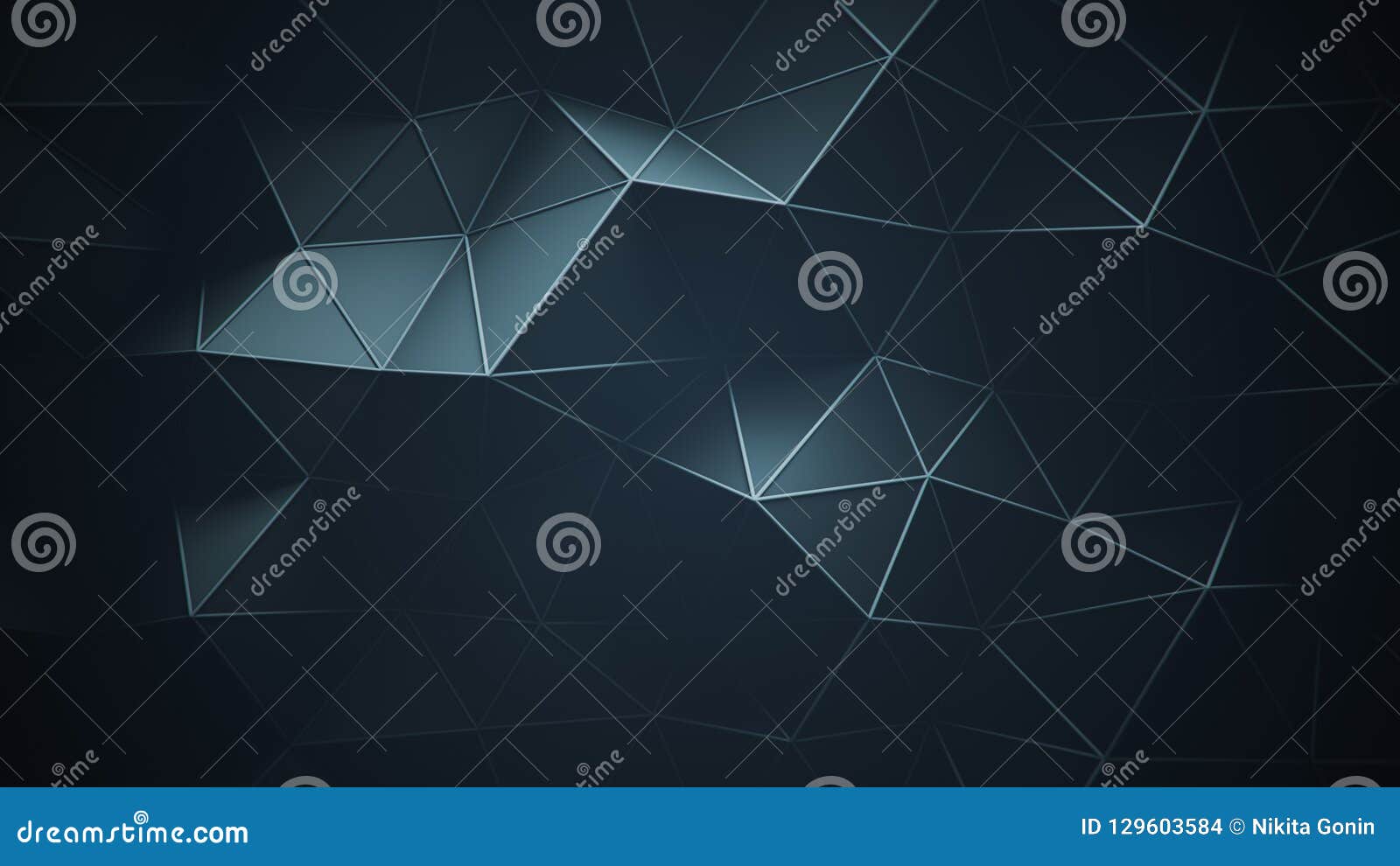 Distorted Low Poly Construction with Lines on Edges 3D Rendering Stock ...