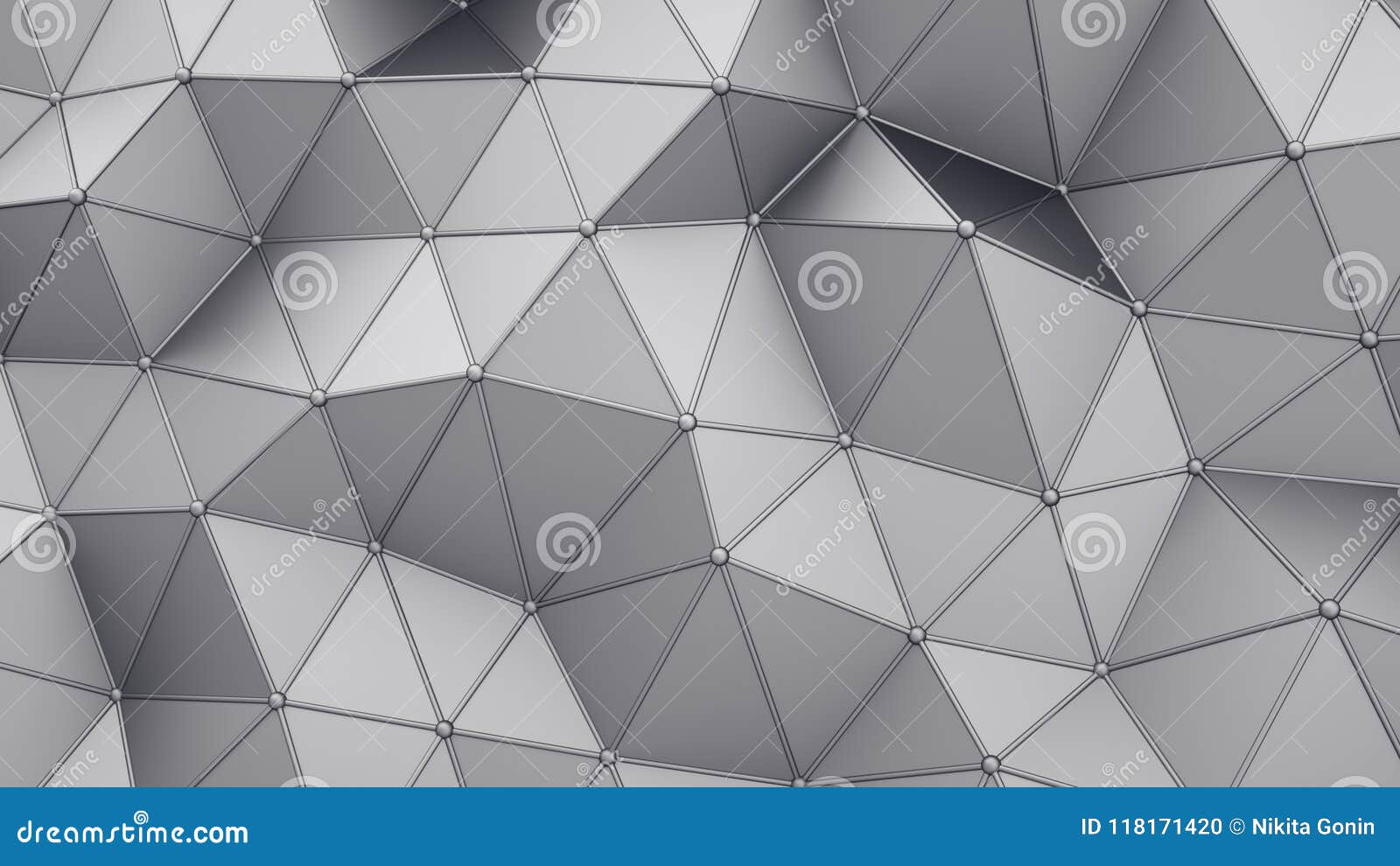 Distorted Low Poly Grey Shape with Lines on Edges 3D Rendering Stock ...