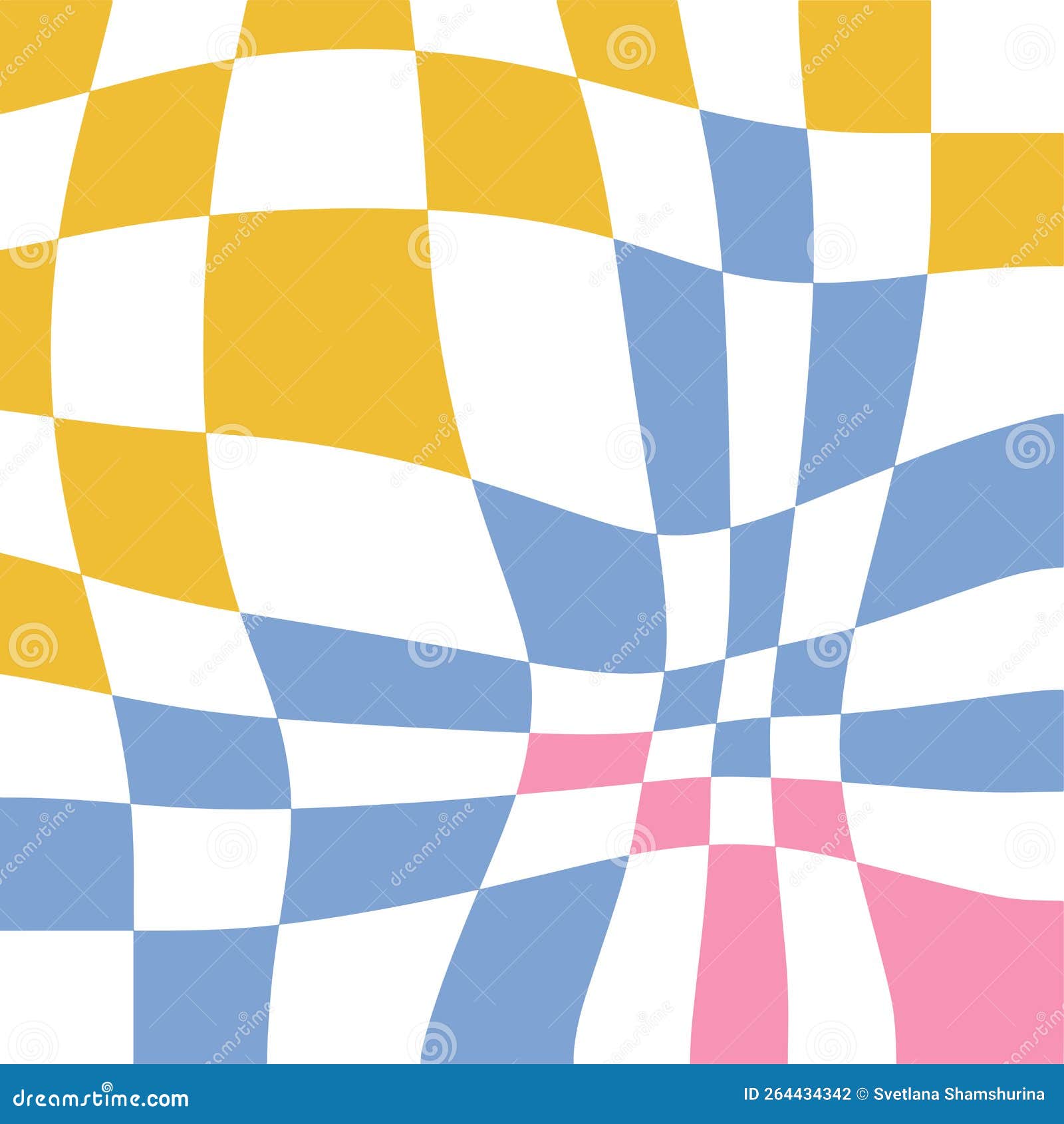 Distorted Multi Colored Checkered Background in Retro 70s Style. Yellow ...