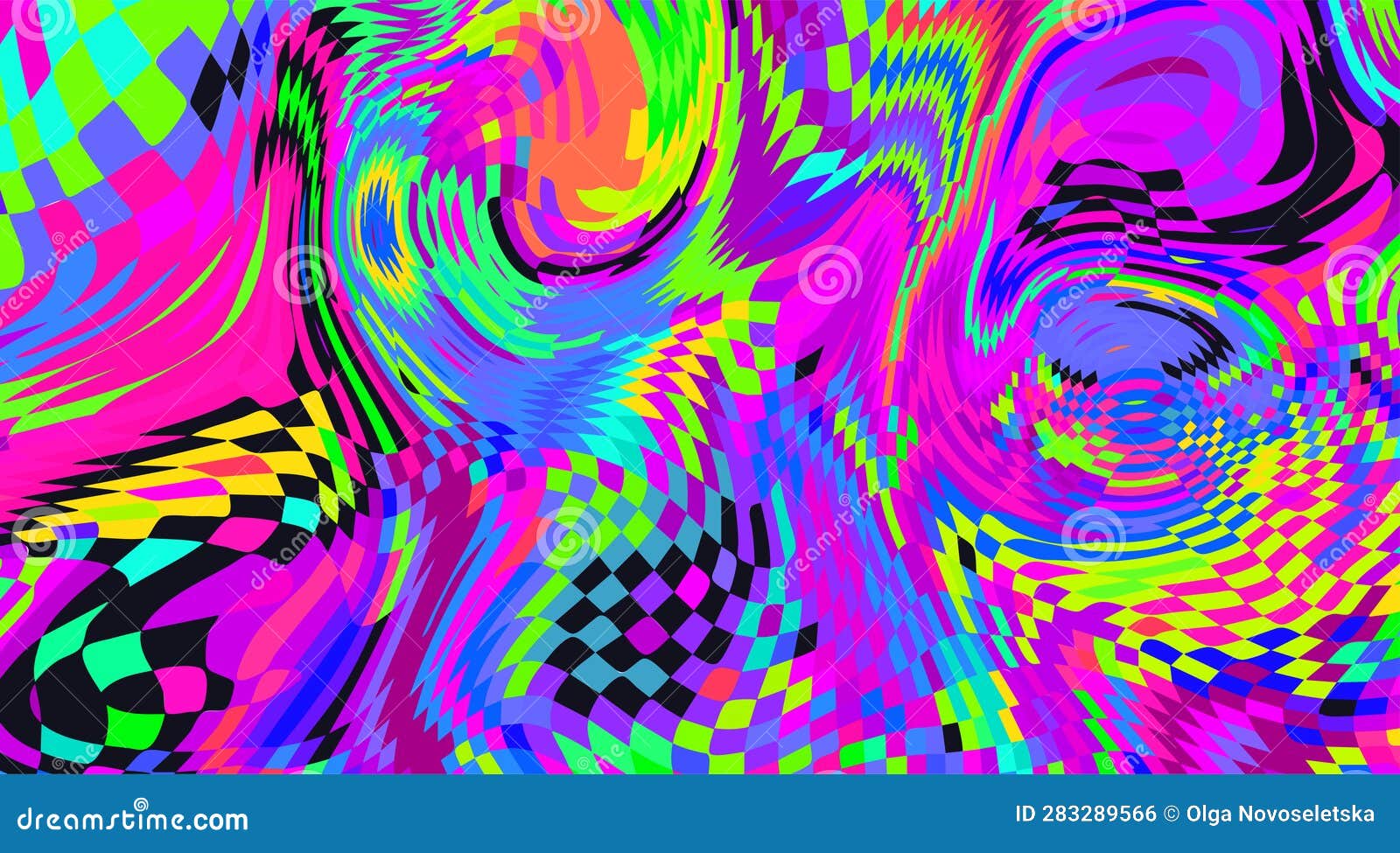 Distorted Neon Checkered Pattern. Abstract Euphoria Stock Photo - Image ...