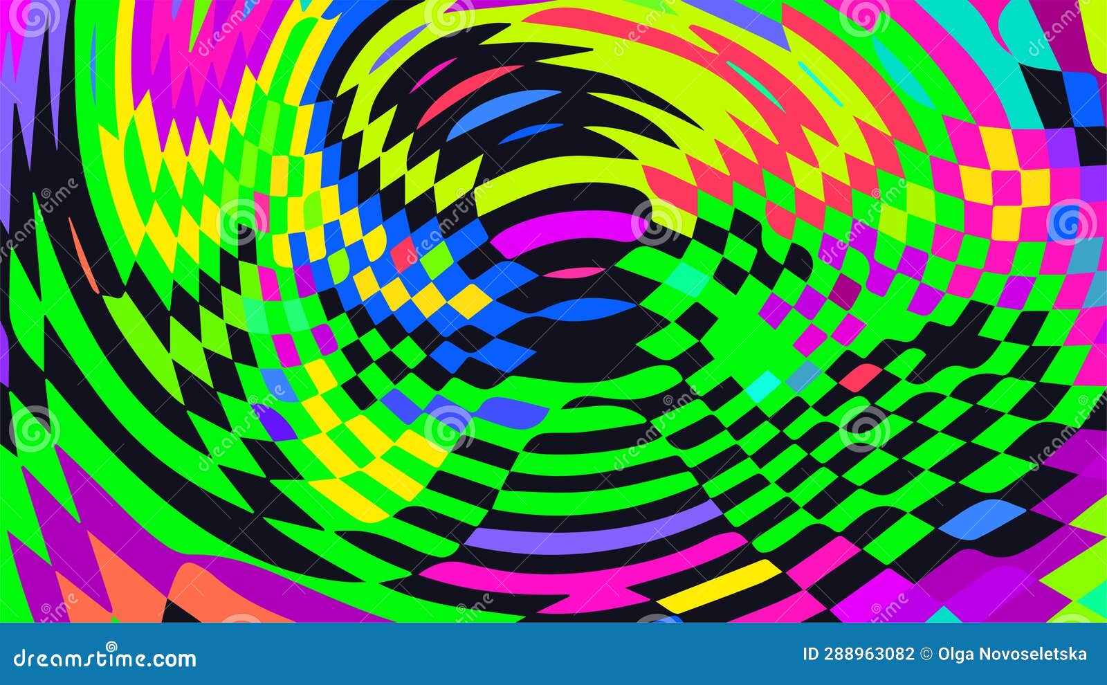 Distorted Neon Checkered Pattern. Abstract Euphoria Stock Illustration ...