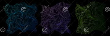 Distorted Neon Grid Pattern. Warped Mesh Texture. Retro Punk Design Elements. Wireframe Wave ...