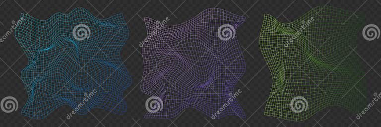 Distorted Neon Grid Pattern. Warped Mesh Texture. Retro Punk Design ...
