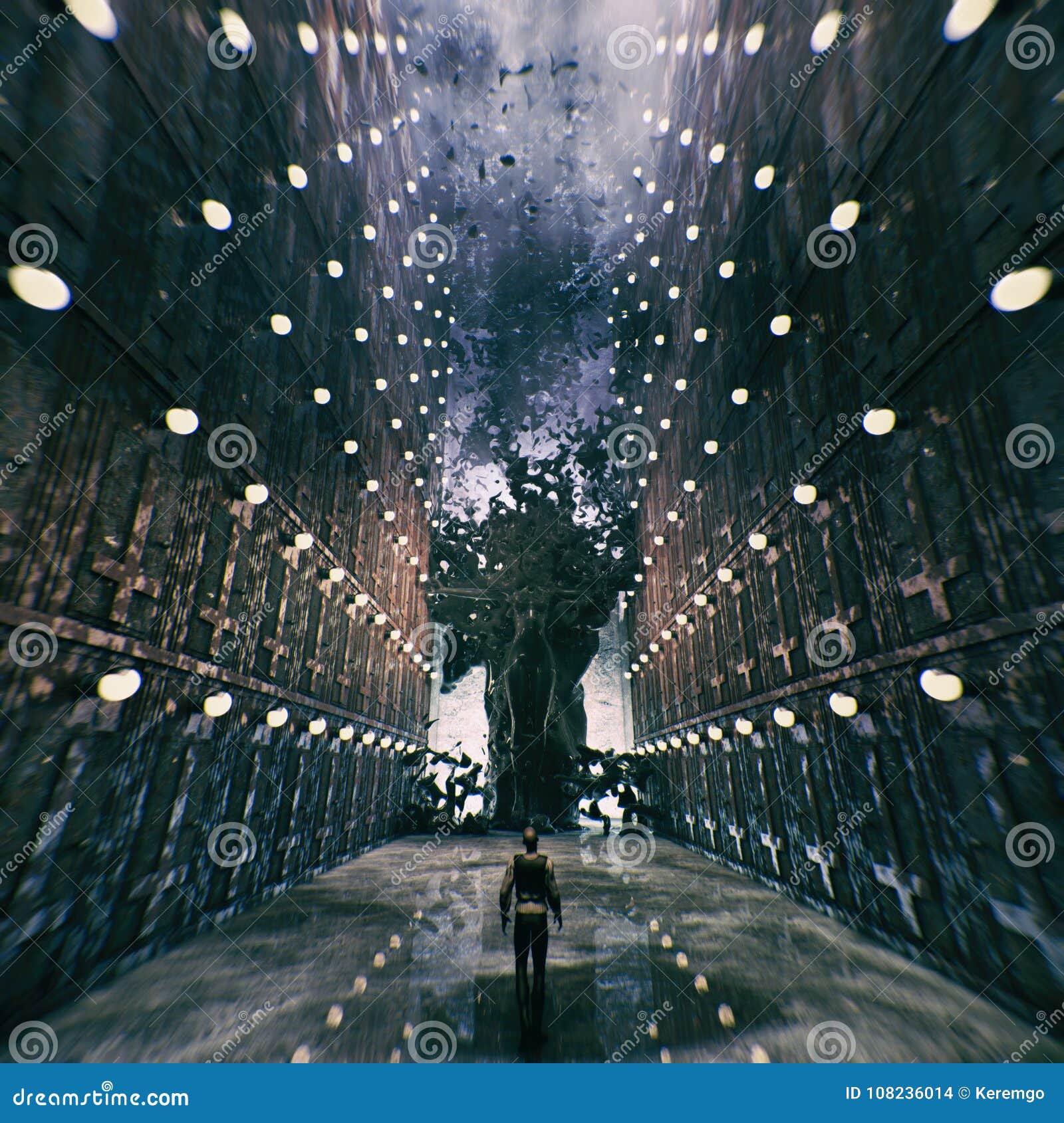 Distorted Nightmare Environment Art in Color Stock Illustration ...