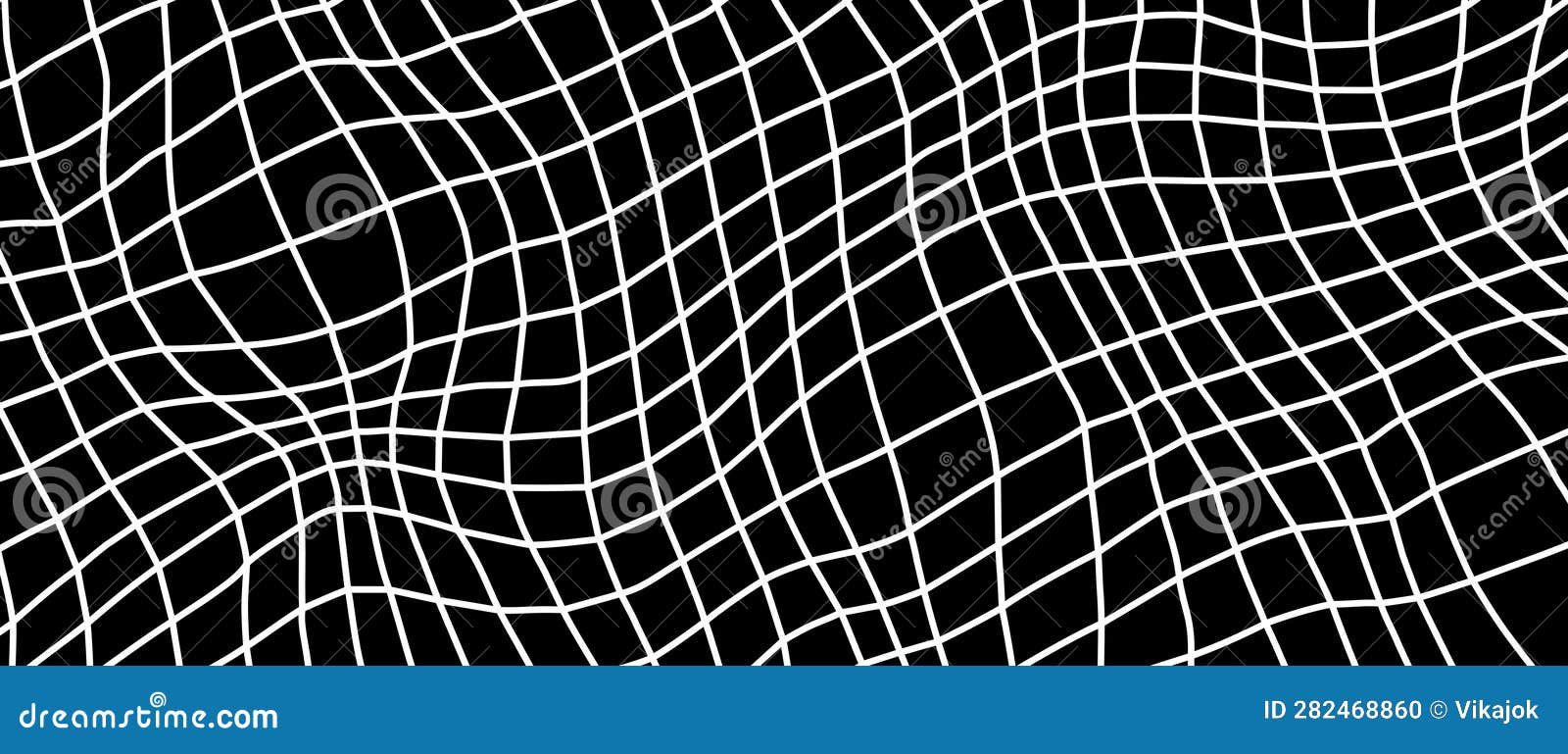 Distorted Outline Wireframe Background. Abstract Wavy Checkerboard ...