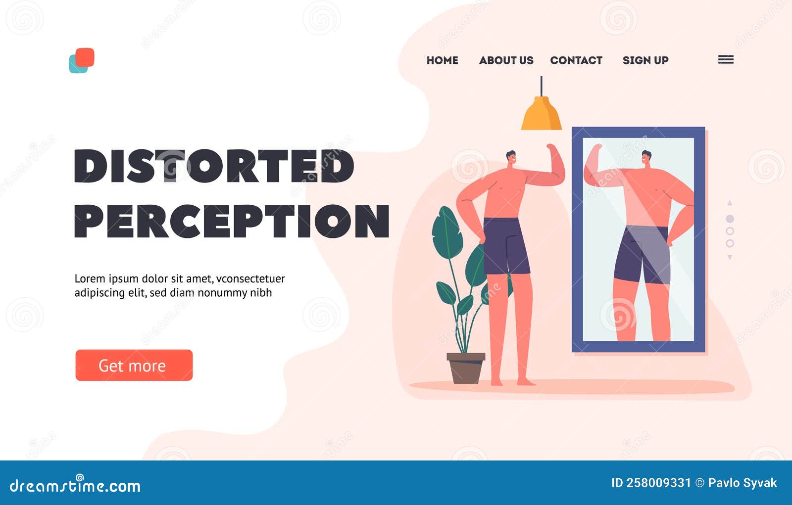Distorted Perception Mobile App Page Onboard Screen Template. Male And ... Distorted Perception Mobile App Page Onboard Screen Template. Male And ...