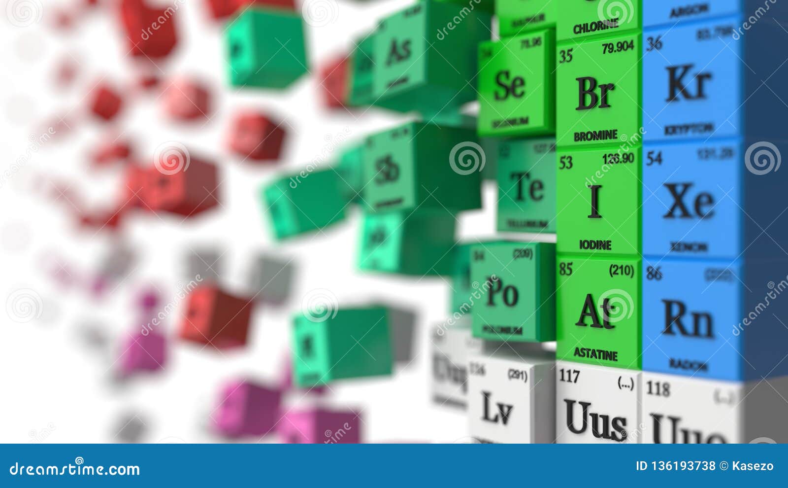 Distorted Periodic Table Concept. Cubes Colored by Element Groups. 3d ...