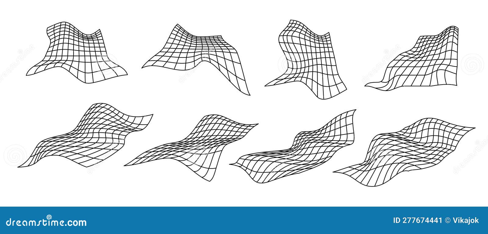 Distorted Perspective Grid Pack. Glitch Rectangle Plane Set. Wavy ...
