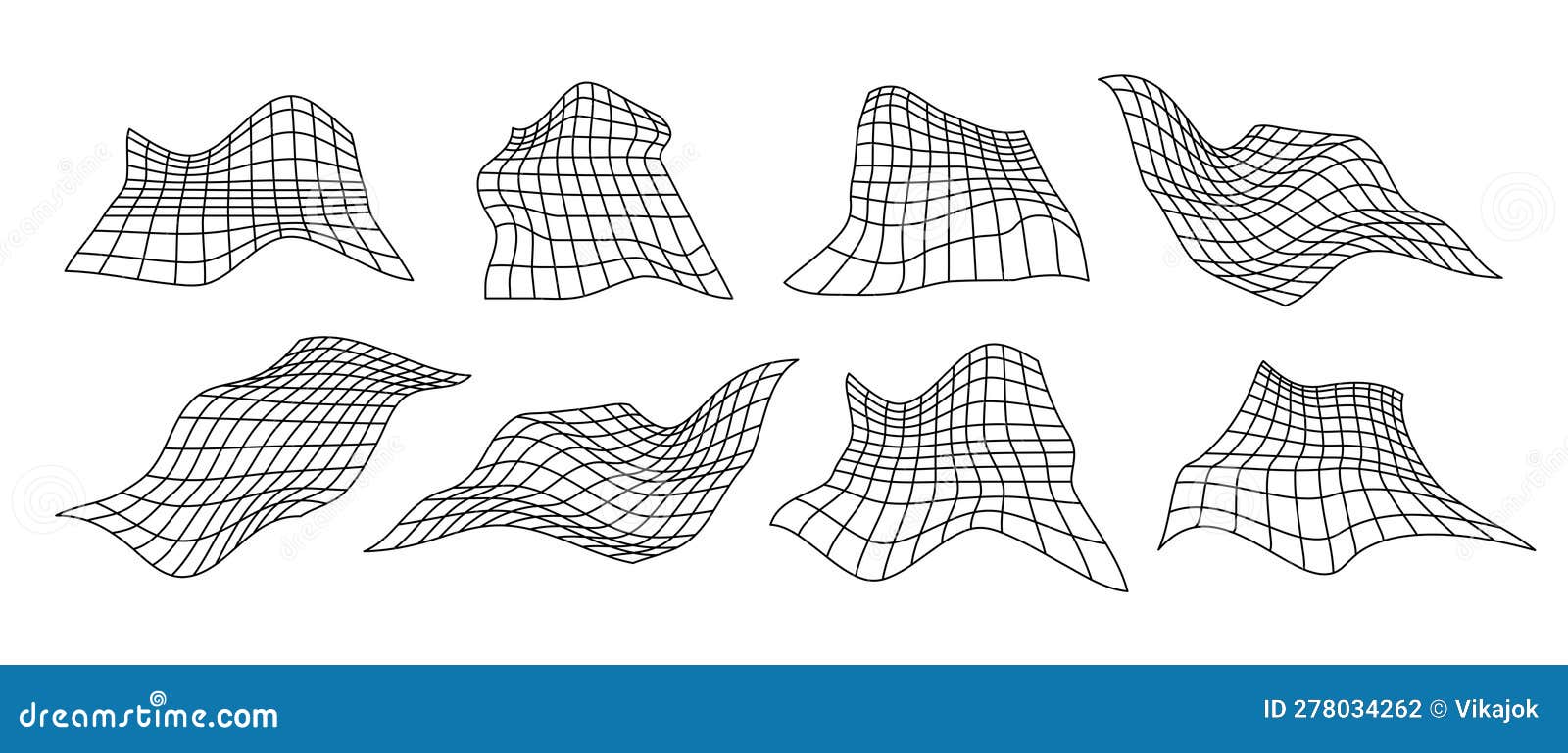 Distorted Perspective Grid Pack. Glitch Rectangle Plane Set. Wavy ...