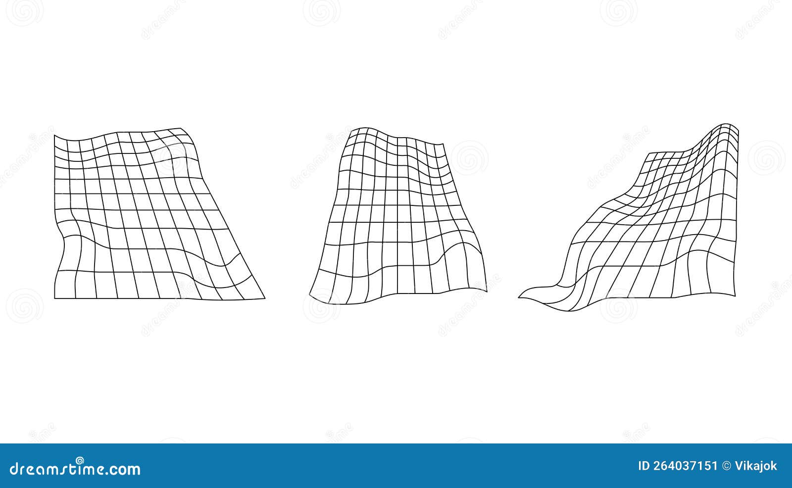 Distorted Perspective Grid Set. Glitch Rectangle Plane Collection ...