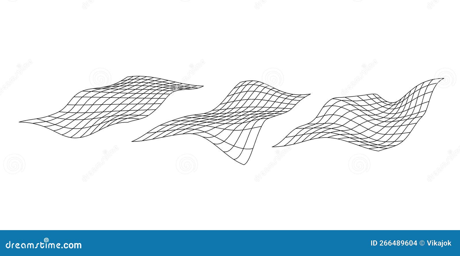 Distorted Perspective Grid Set. Glitch Rectangle Plane Collection. Wavy ...