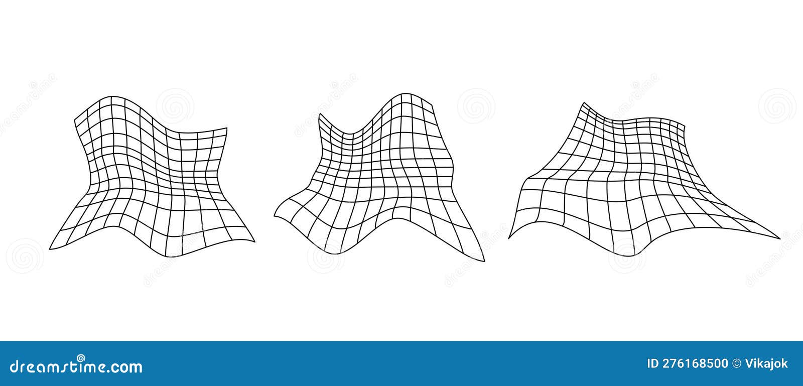 Distorted Perspective Grid Set. Glitch Rectangle Plane Pack. Wavy ...