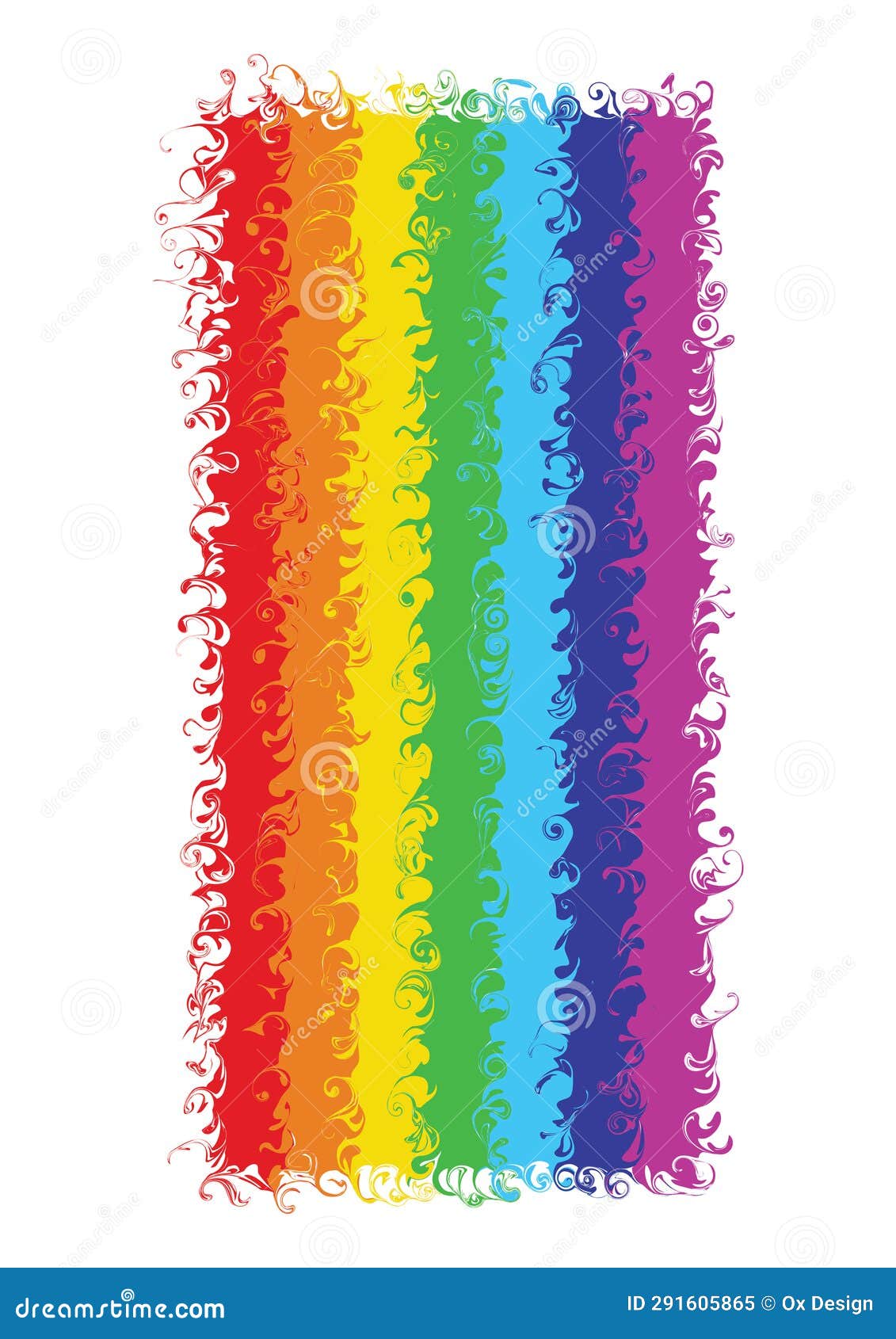 Distorted Rainbow. Twirl Effect. Vertical. Isolated on White Background ...