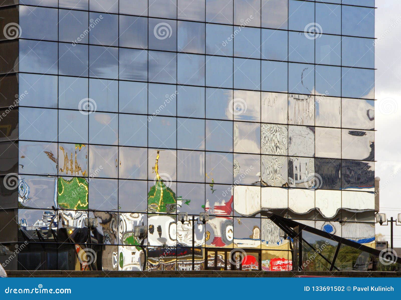 Distorted Reflection Of Residential Buildings In The Glass Reflective ...