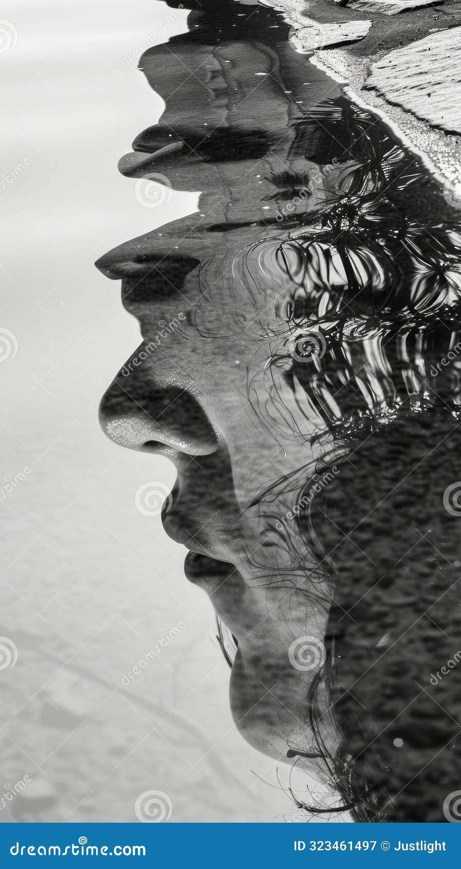 A Distorted Reflection of a Subject in a Curved Reflective Surface ...