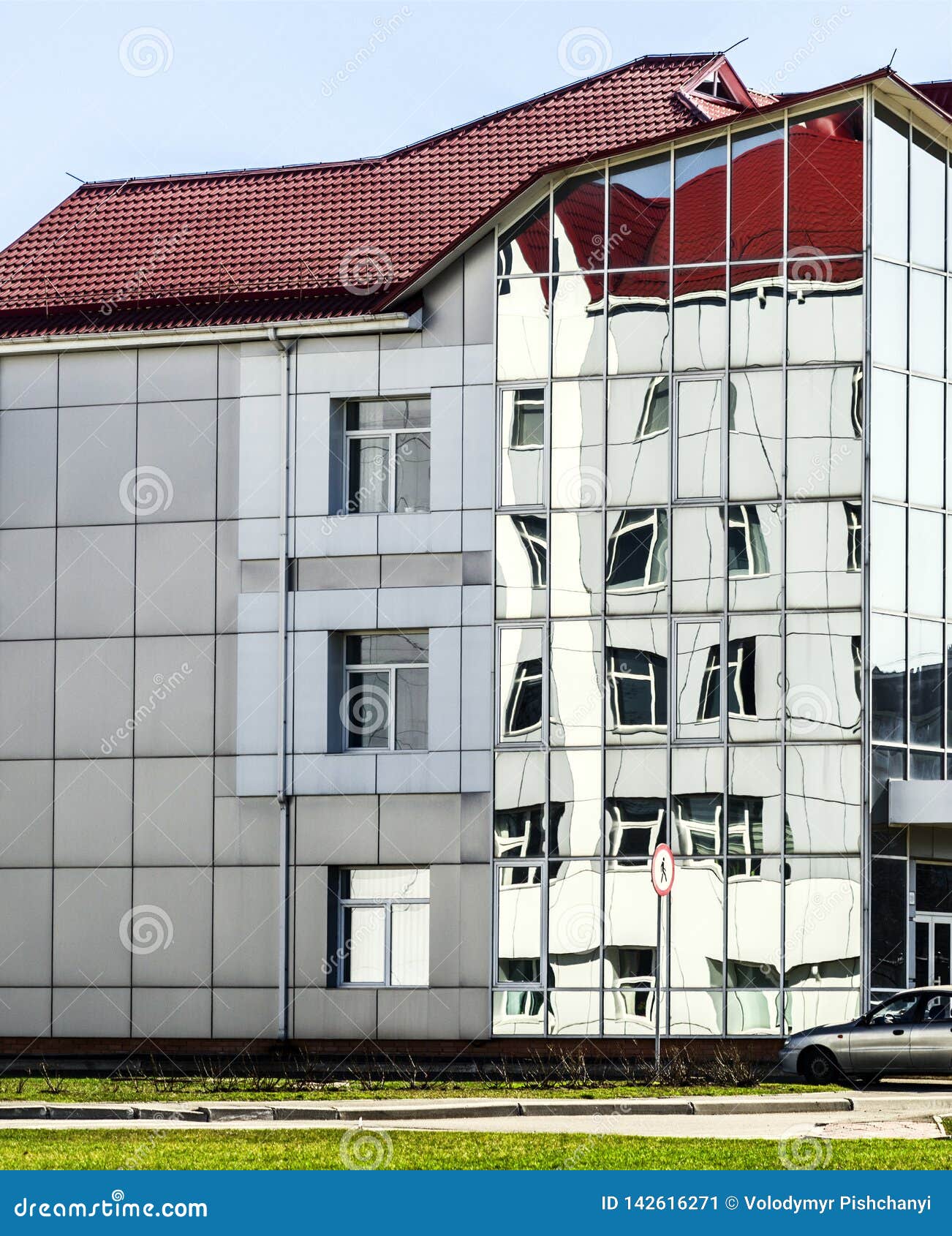 Distorted Reflection in the Windows of a Modern Building. Stock Image ...