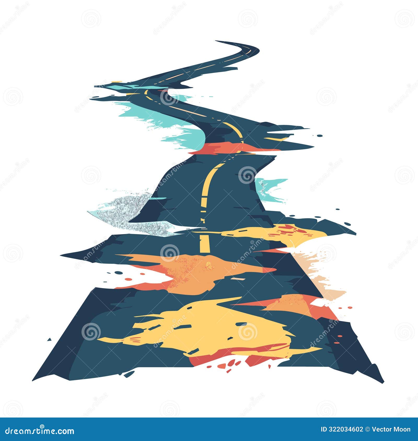 Distorted Road, Leading Forward, Colorful Splashes, Abstract ...