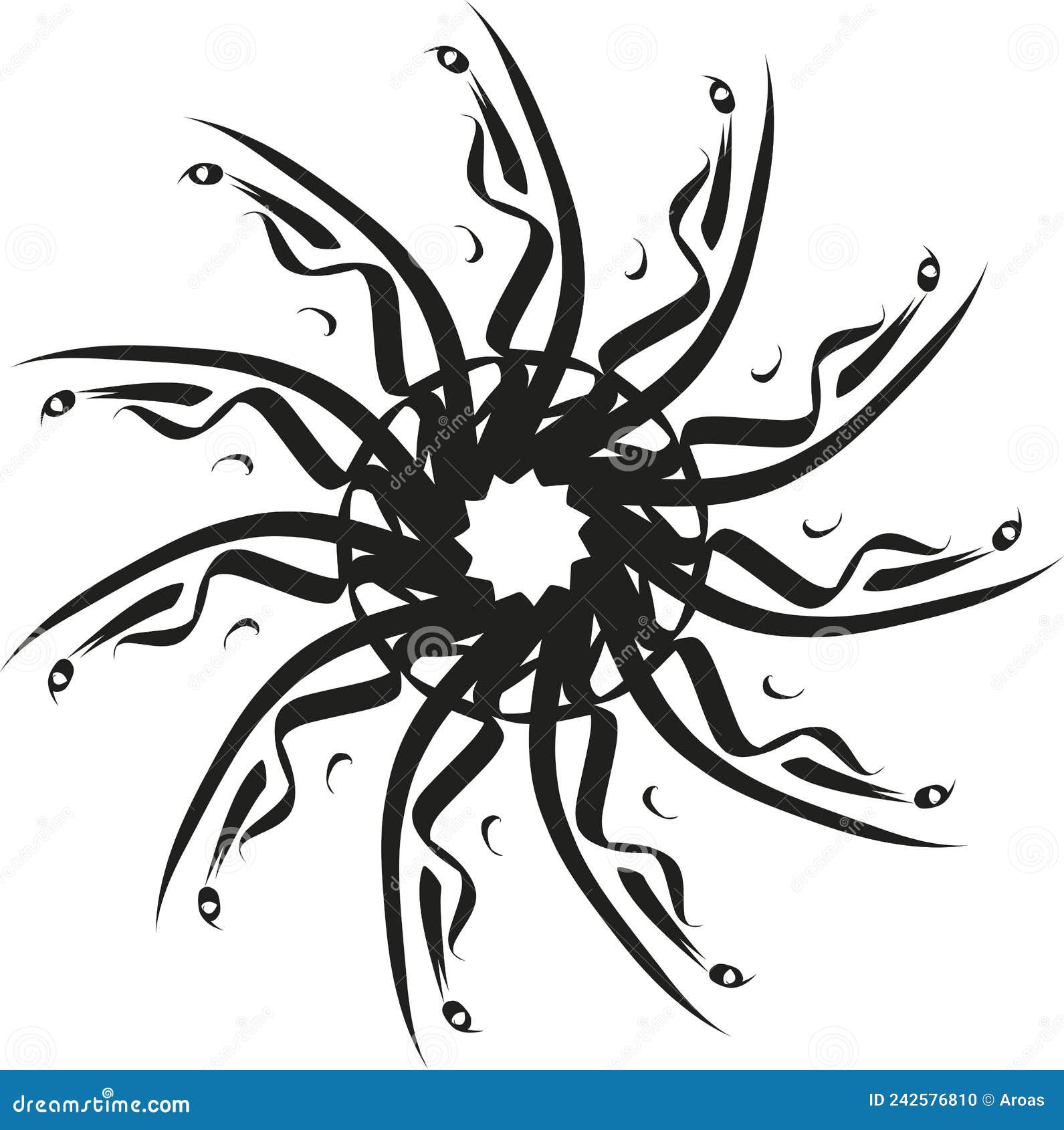 Distorted Sketch Radiating Abstract Shape Stock Vector - Illustration ...