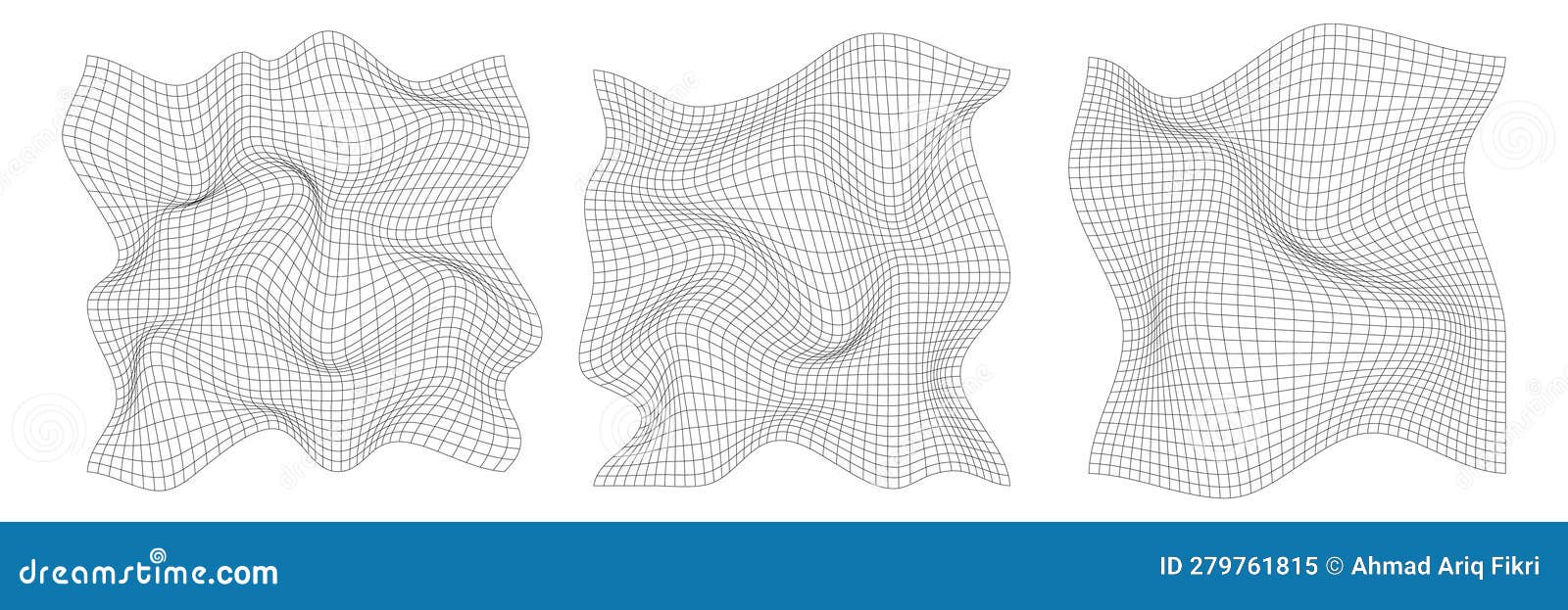 Distorted Square Grid. Warped Mesh Texture. Retro Punk Design Elements ...