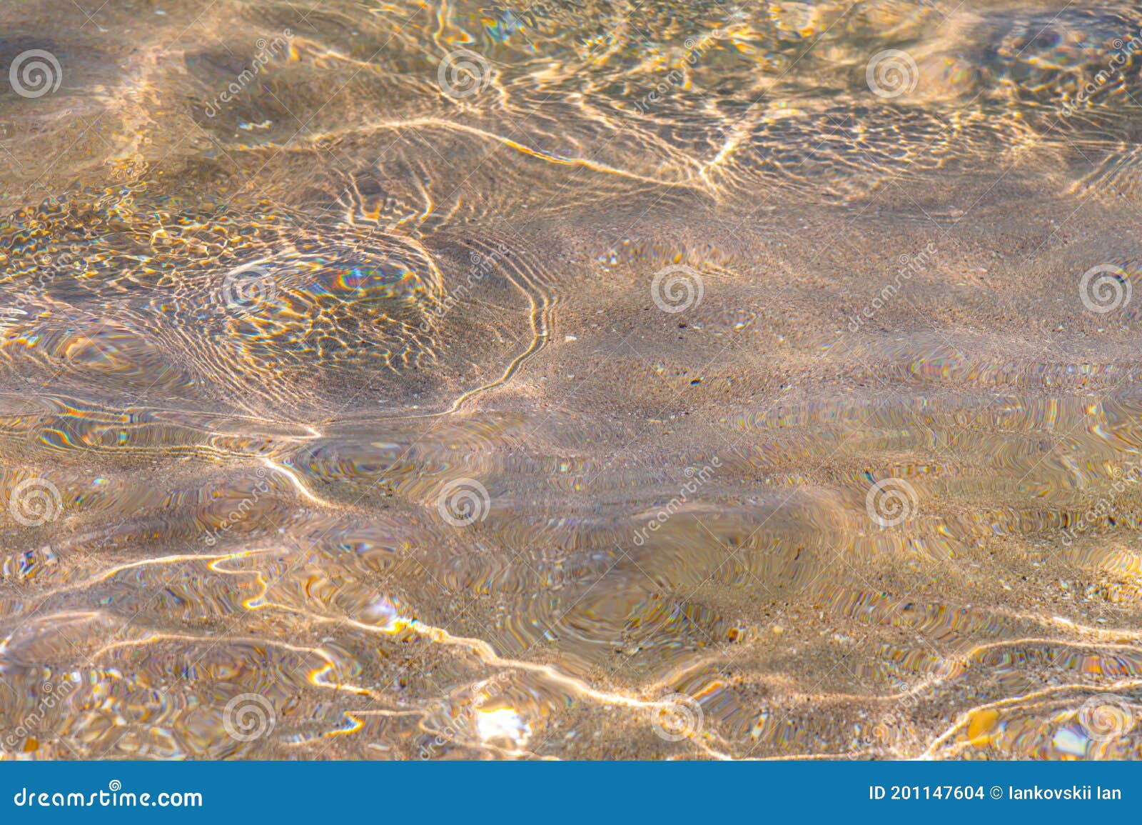 Distorted Texture of Sand Under Water. Transparent Water Ripples, Sand ...