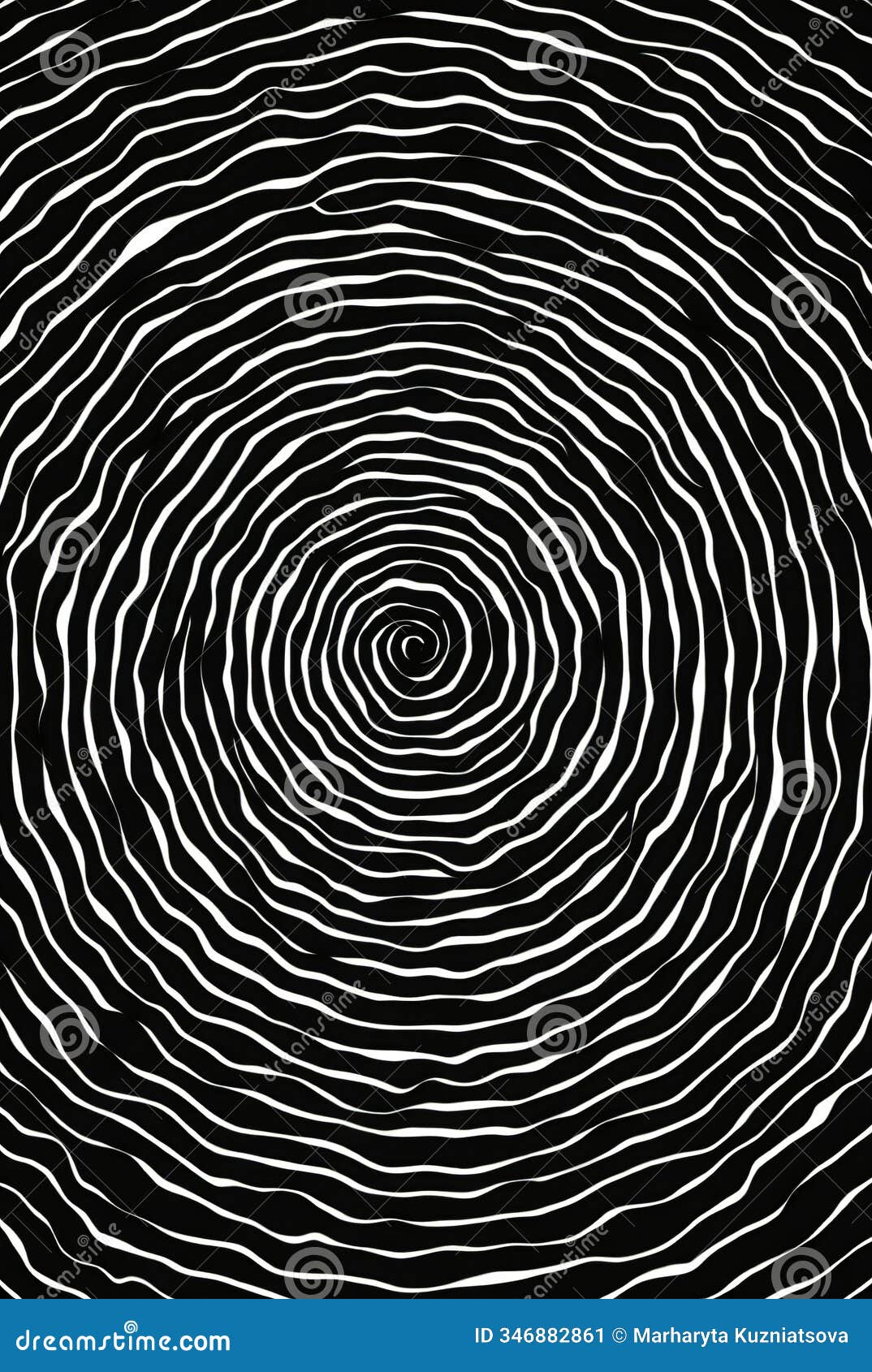 Trippy Strip Pattern. Horizontal Background With Black And White Curved ...