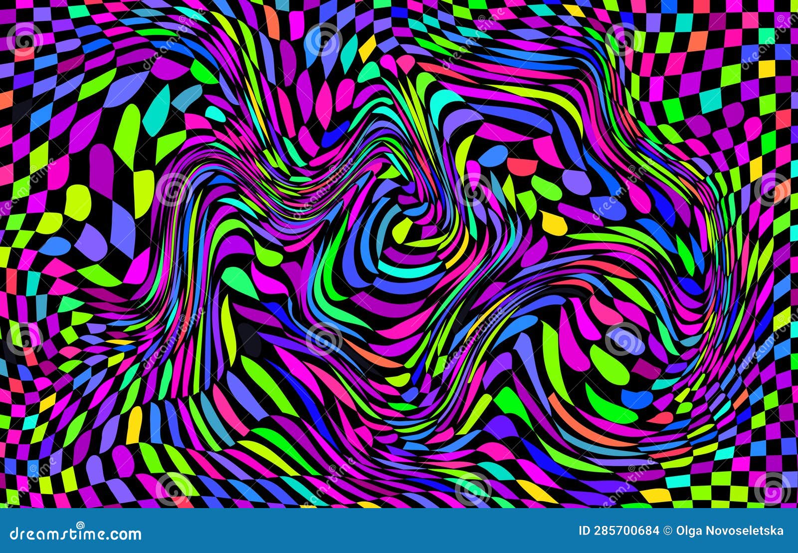 Distorted Twisted Checkered Background. Trippy Strip Psychedelic ...