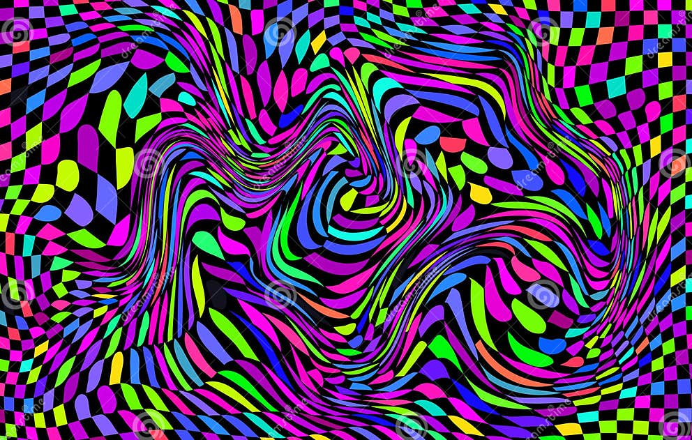 Distorted Twisted Checkered Background. Trippy Strip Psychedelic ...