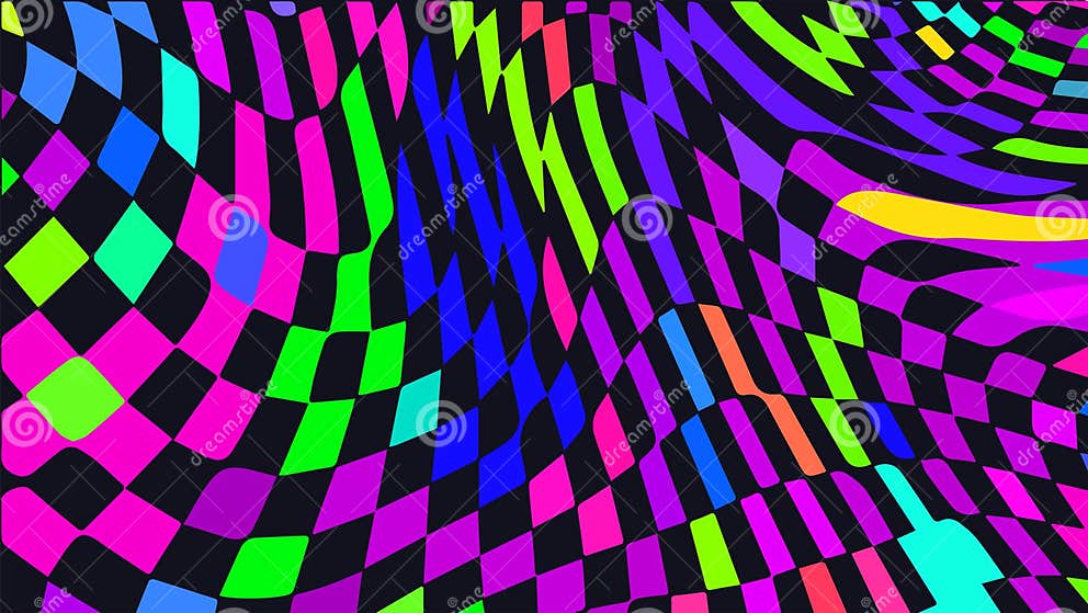 Distorted Twisted Checkered Background. Trippy Strip Psychedelic ...