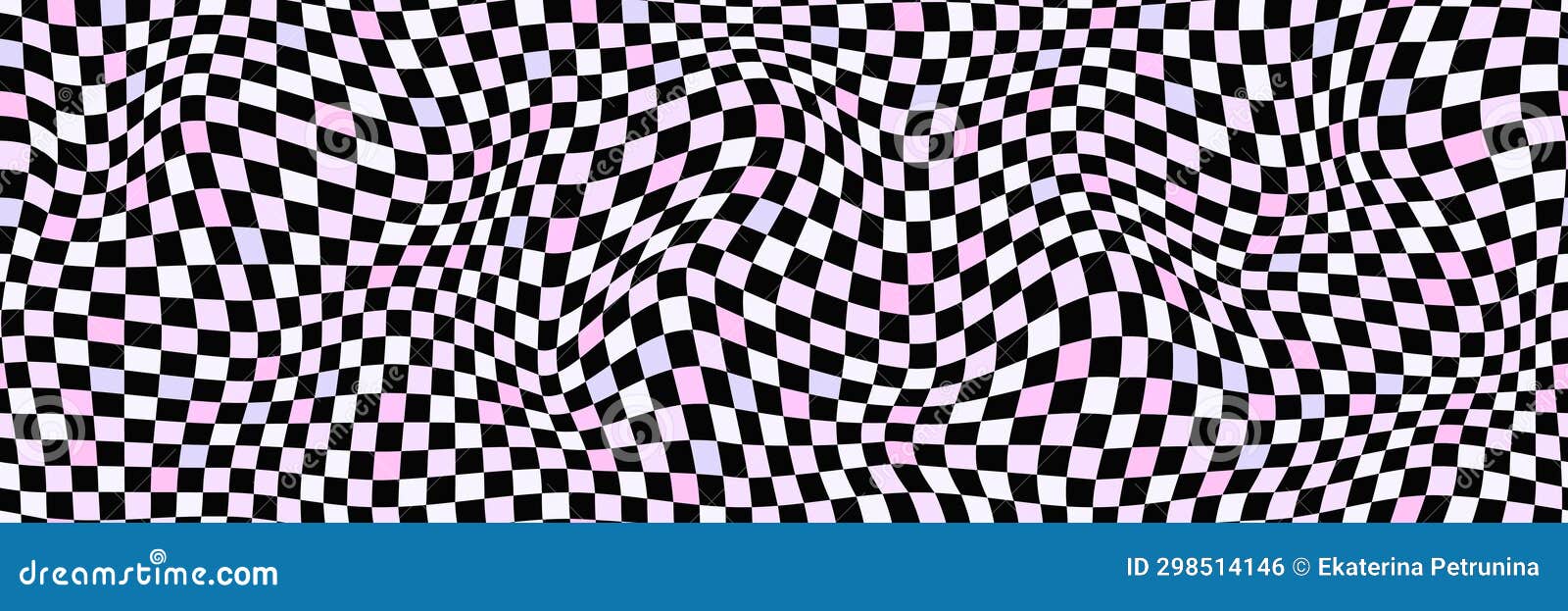 Distorted Vector Checkered Seamless Pattern. Groovy Twisted Grid ...