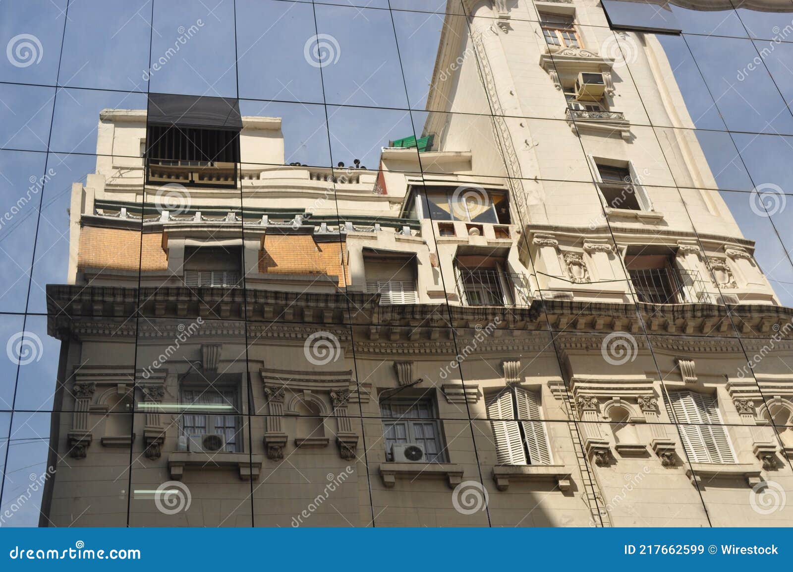 Distorted View of the Front of an Old Building Downtown Buenos Aires ...