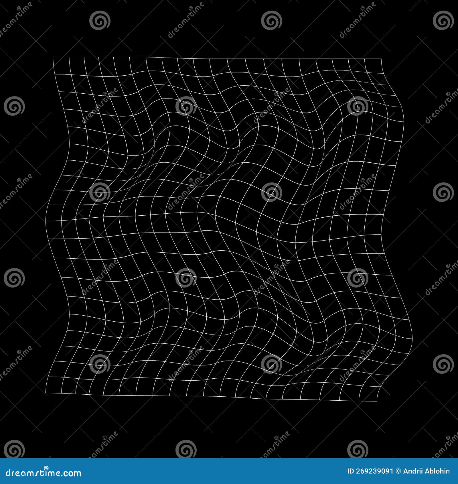 Distorted White Square Room Wireframe In Perspective On Blue Background ...