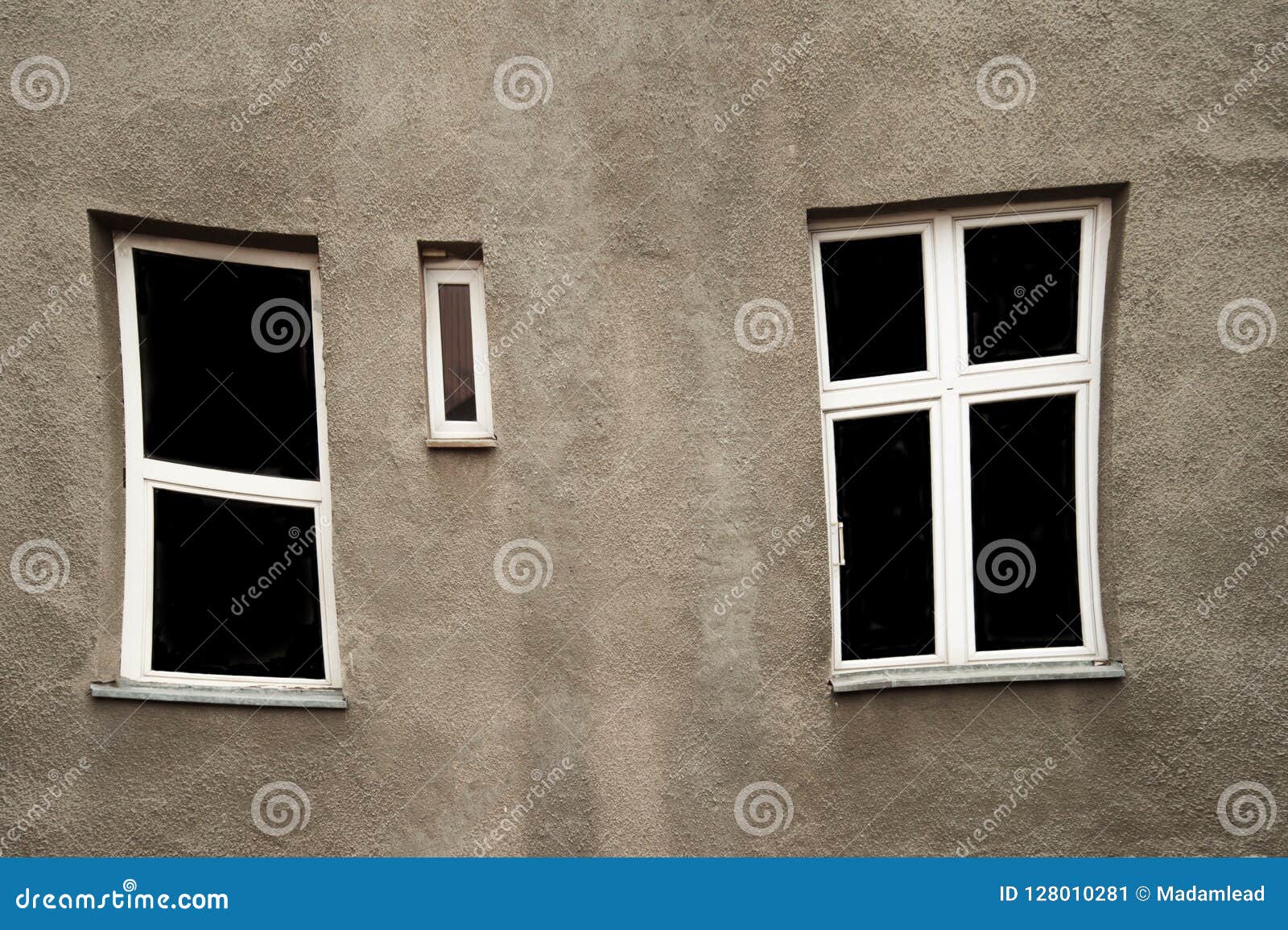 Distorted Window with White Frame on Grey Old Wall Architecture Stock ...