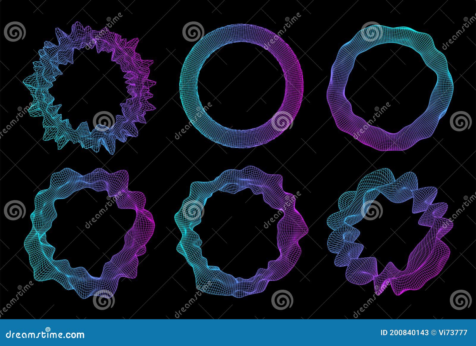 Distorted Wired Polygonal Torus Ring. Technology Equalizer Concept ...