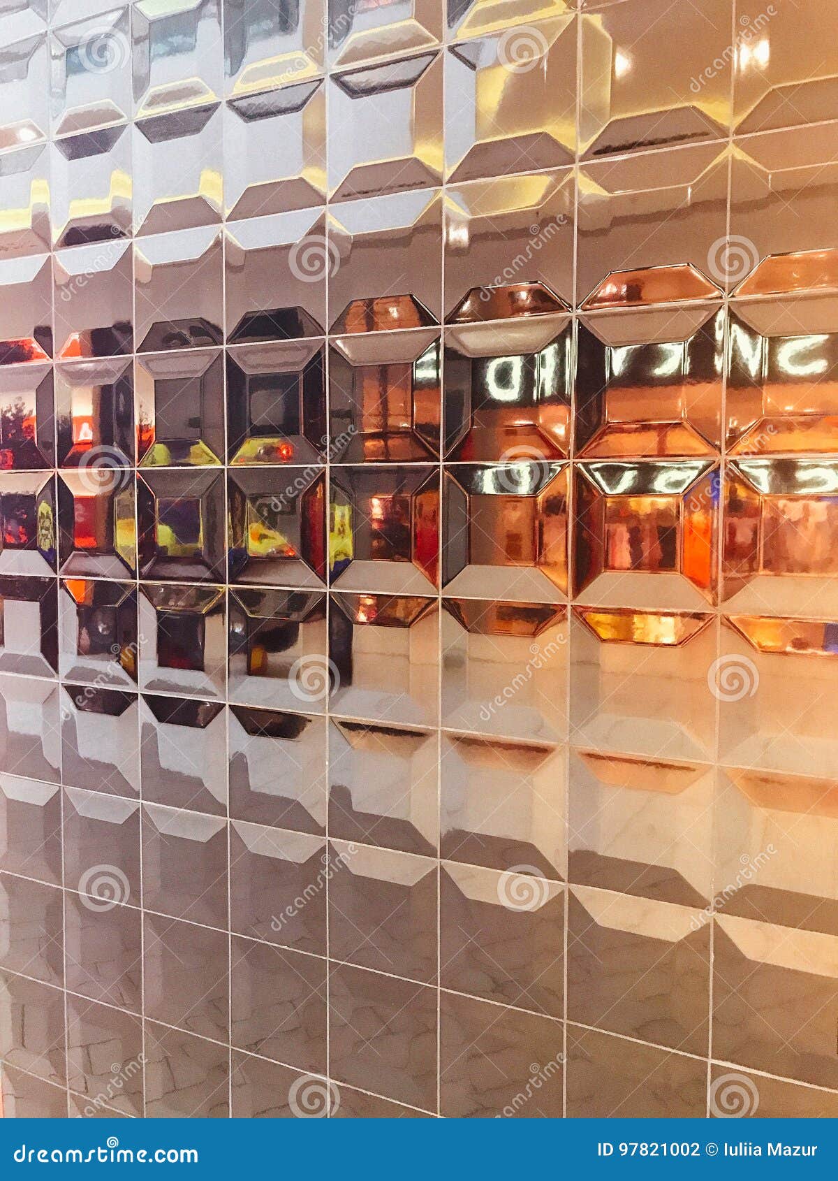 Distortion Reflection in Shop-window Stock Photo - Image of brick, grid ...