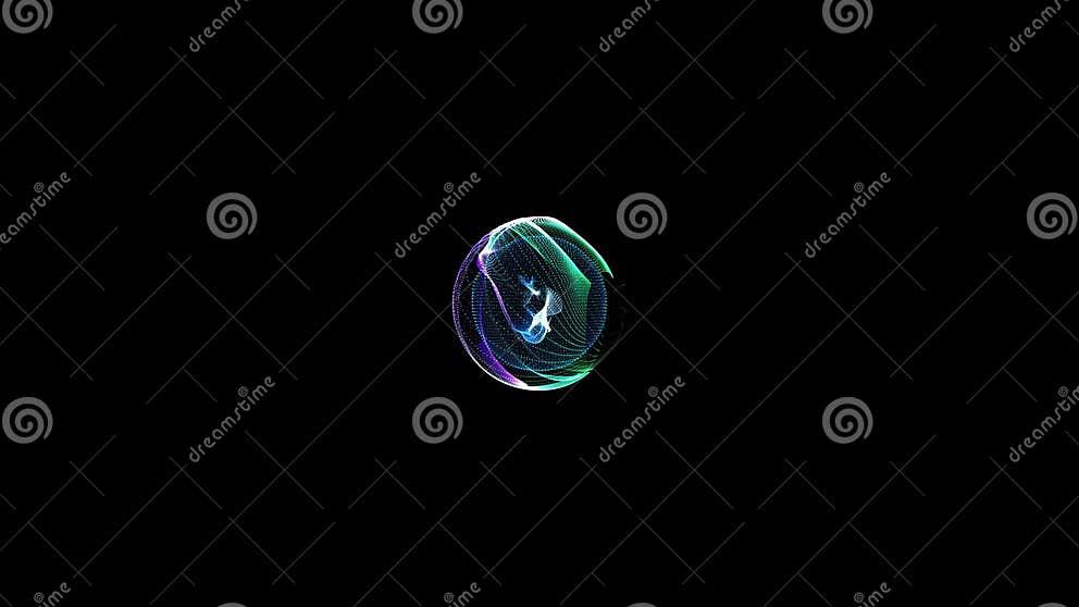 Distortion Waves on Abstract Sphere of Particles. Digital Data Splash ...