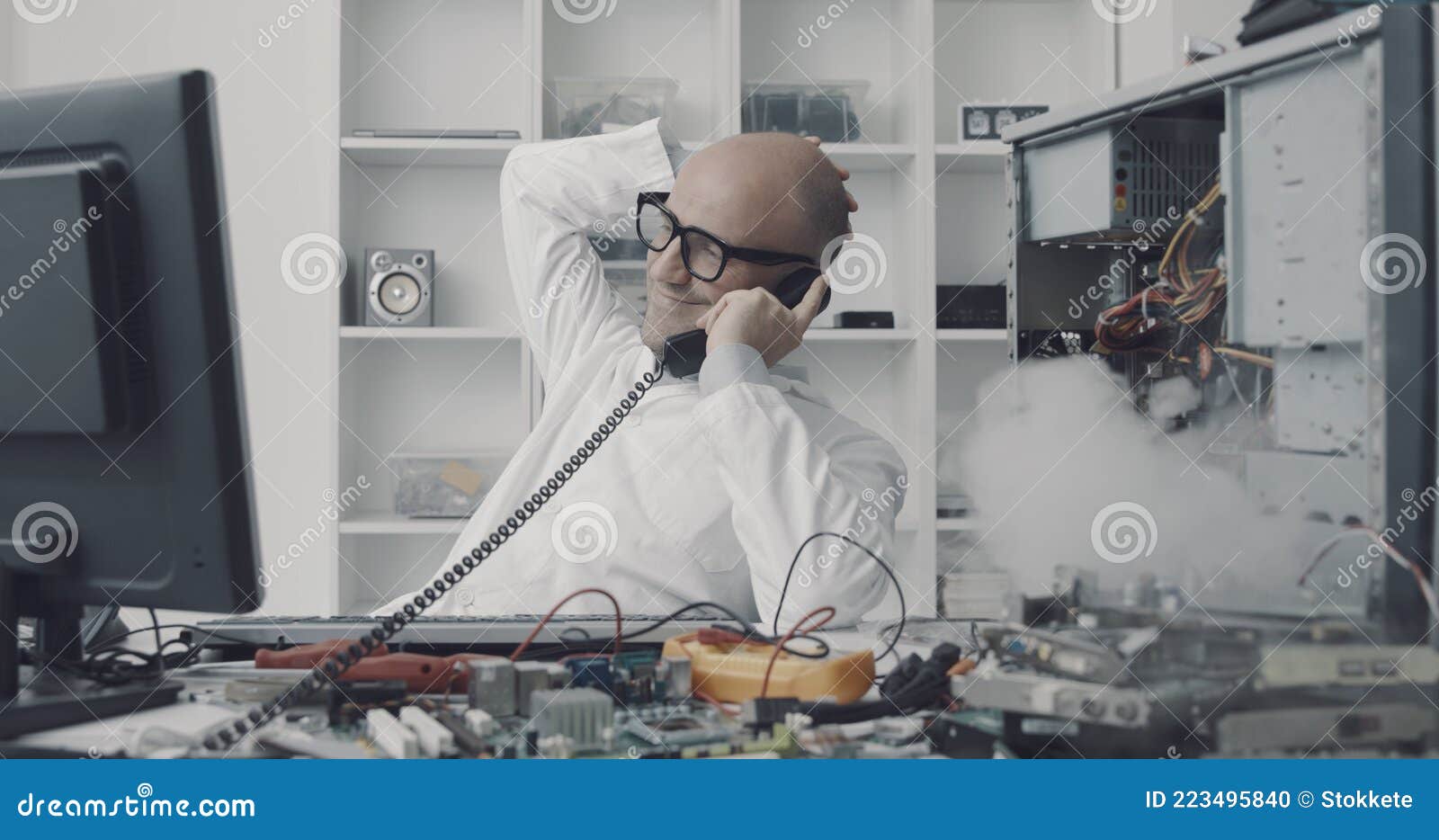 Computer Failure in the Technician Office Stock Photo - Image of repair ...