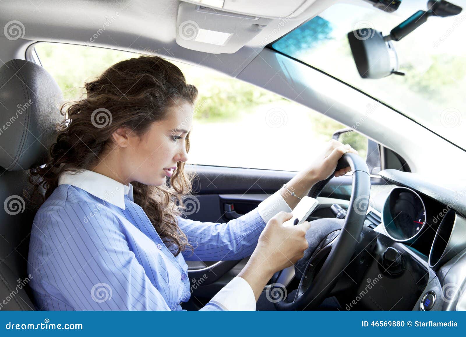 Distracted Driver stock photo. Image of female, woman - 46569880
