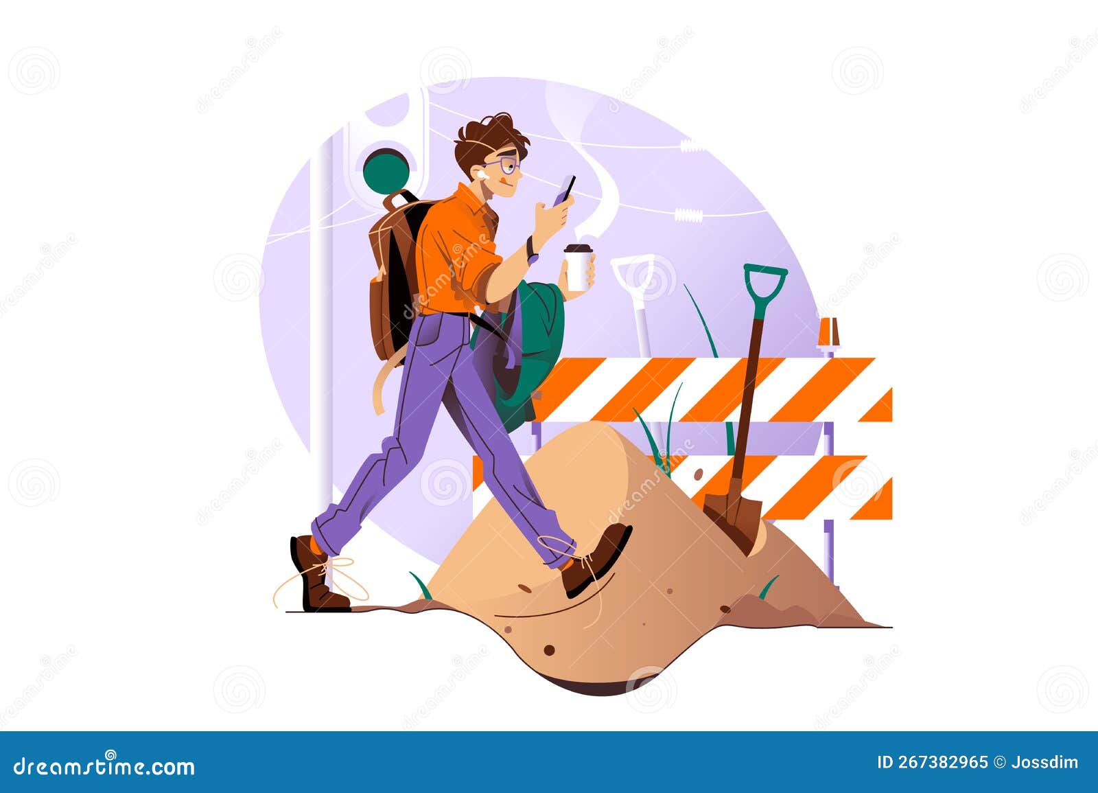 Distracted Pedestrian Walking and Texting Stock Vector - Illustration ...