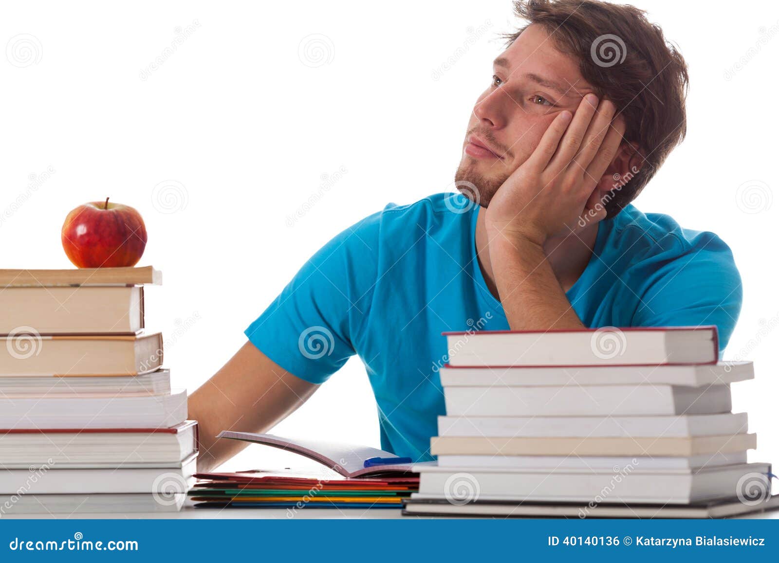 Distracted Student in Library Stock Photo - Image of scholarship, hope ...