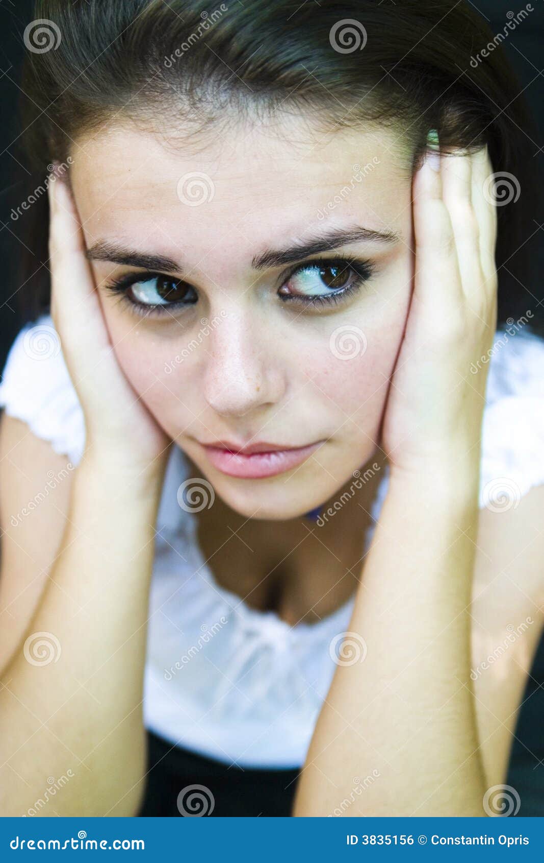 Distracted Young Woman stock photo. Image of brunette - 3835156