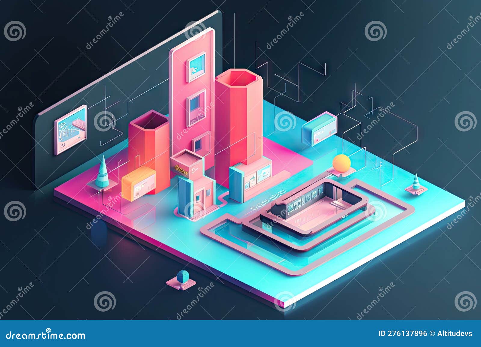 Distracting Background, with the Focus on a Key Element in Isometric ...